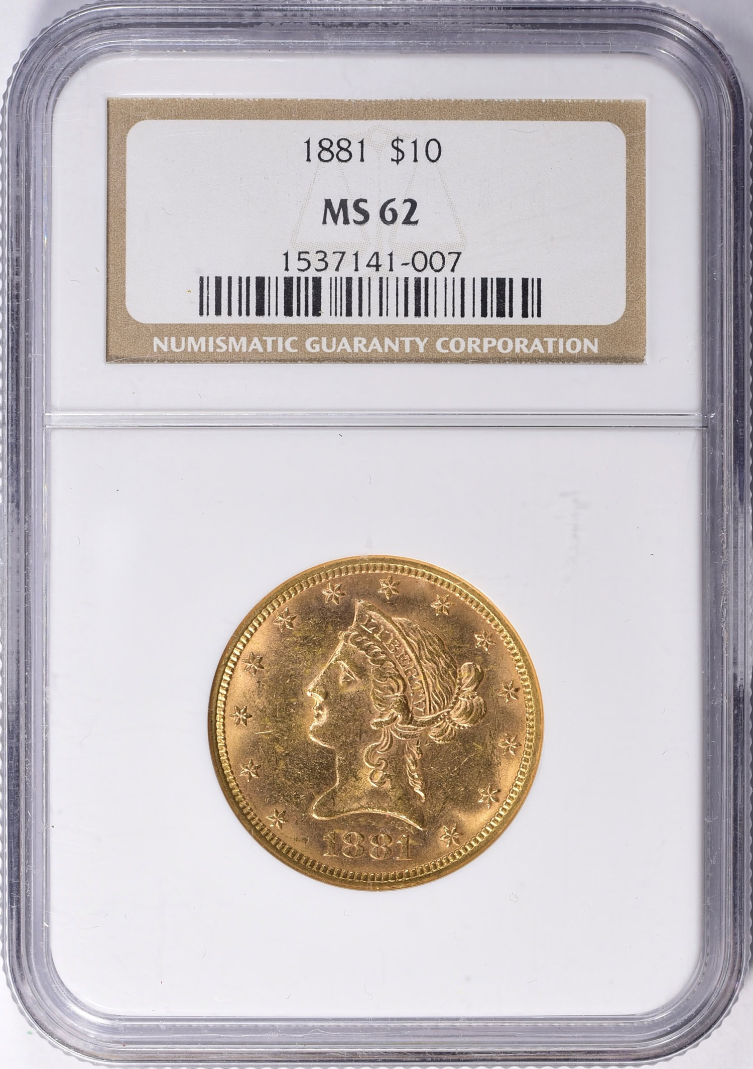1881 Liberty Gold Eagle NGC MS-62 (Item 1129178) | GreatCollections Coin Auctions