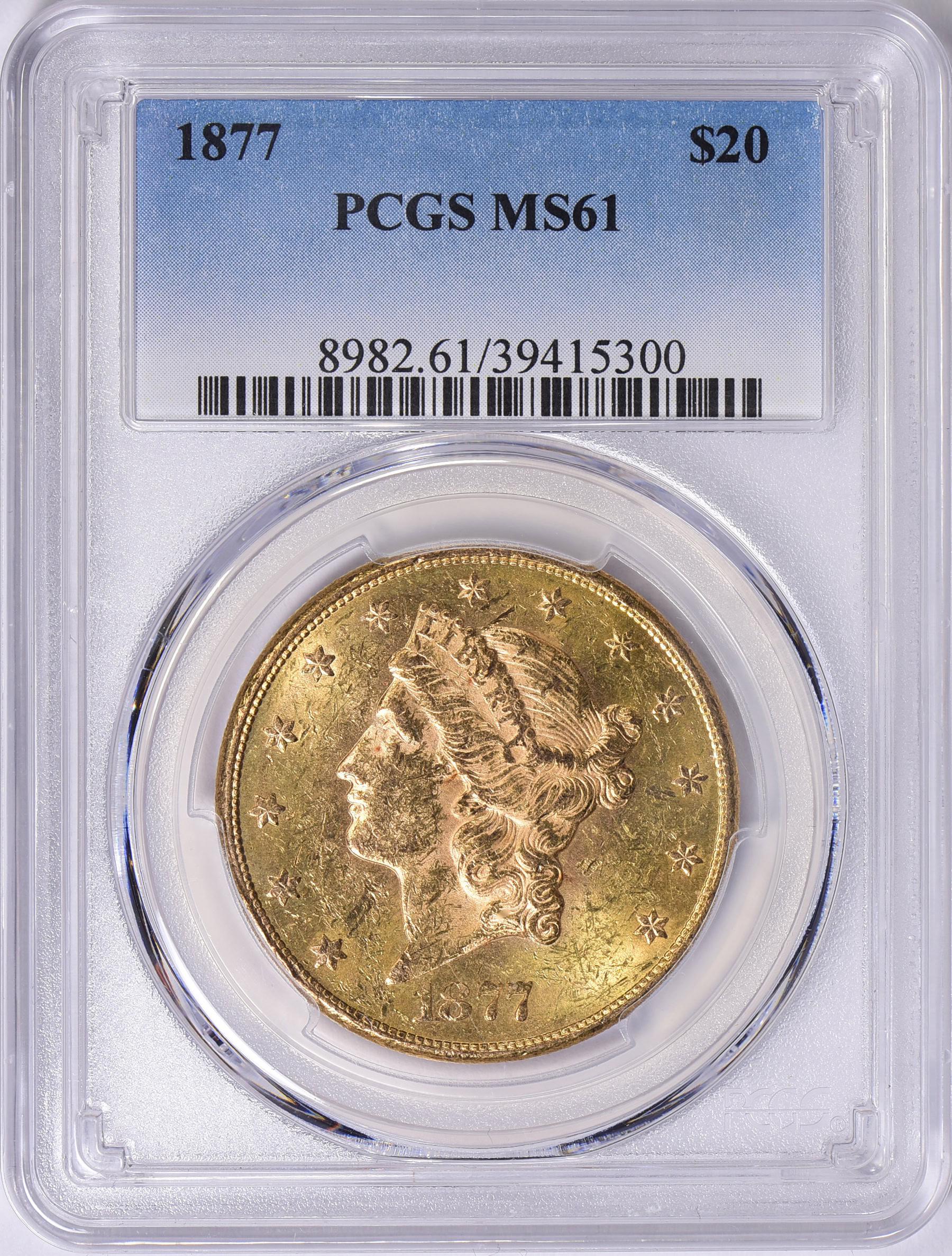 1877 Liberty Gold Double Eagle PCGS MS-61 (Item 1129619) | GreatCollections Coin Auctions