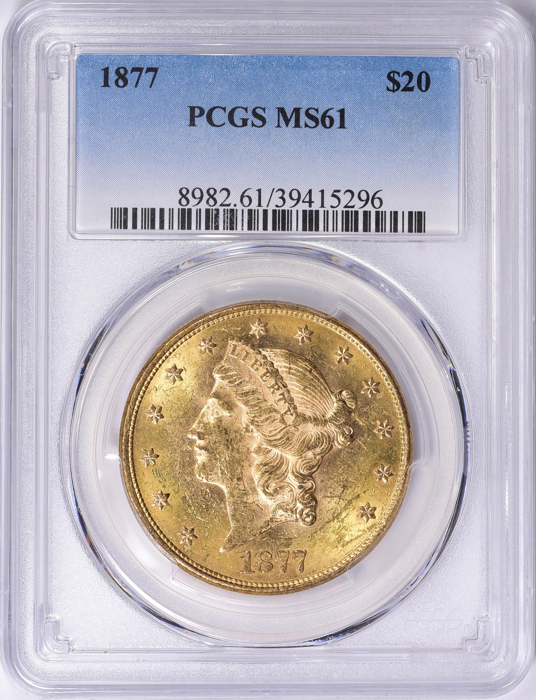 1877 Liberty Gold Double Eagle PCGS MS-61 (Item 1129635) | GreatCollections Coin Auctions