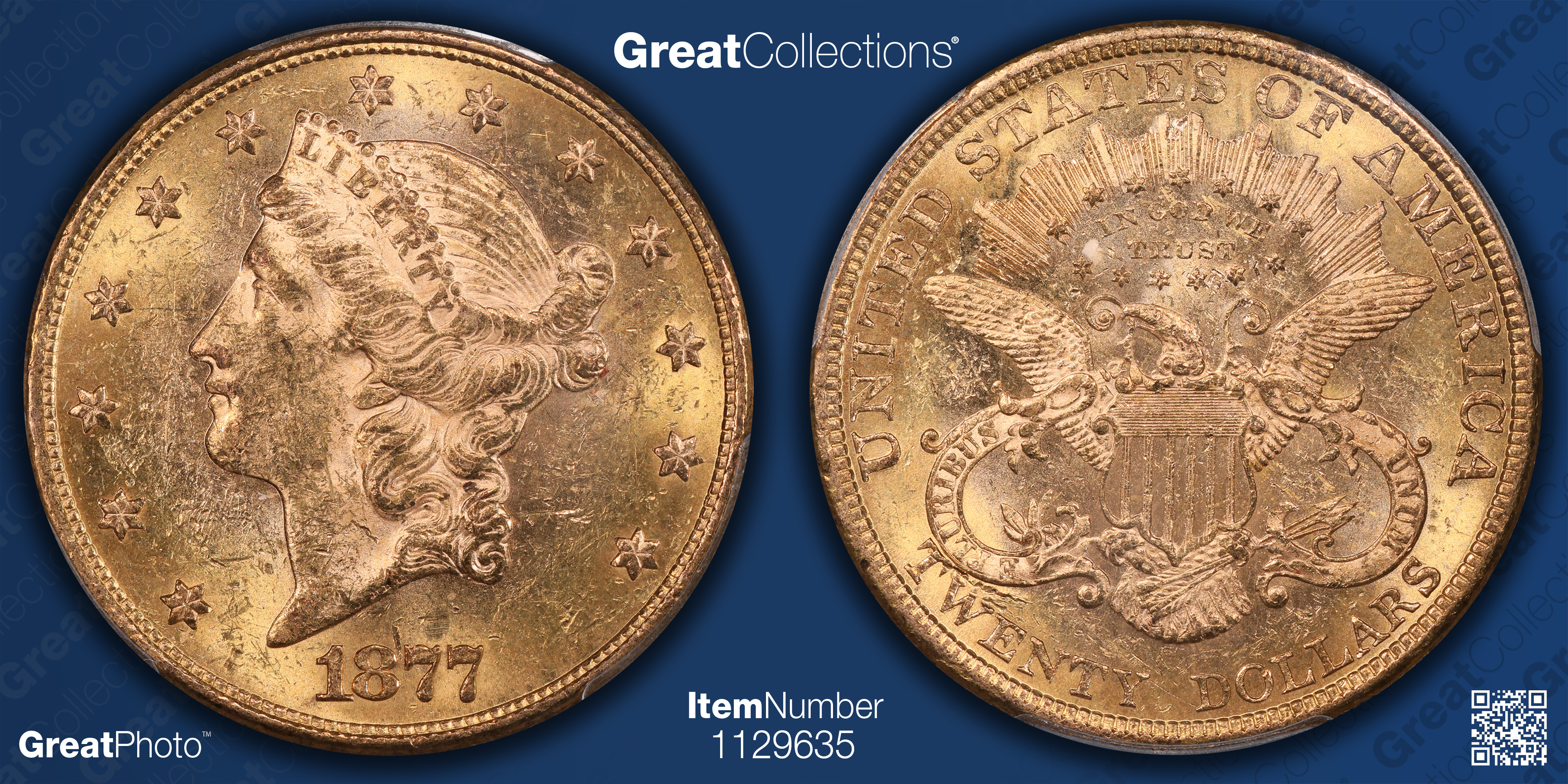 1877 Liberty Gold Double Eagle PCGS MS-61 (Item 1129635 ...