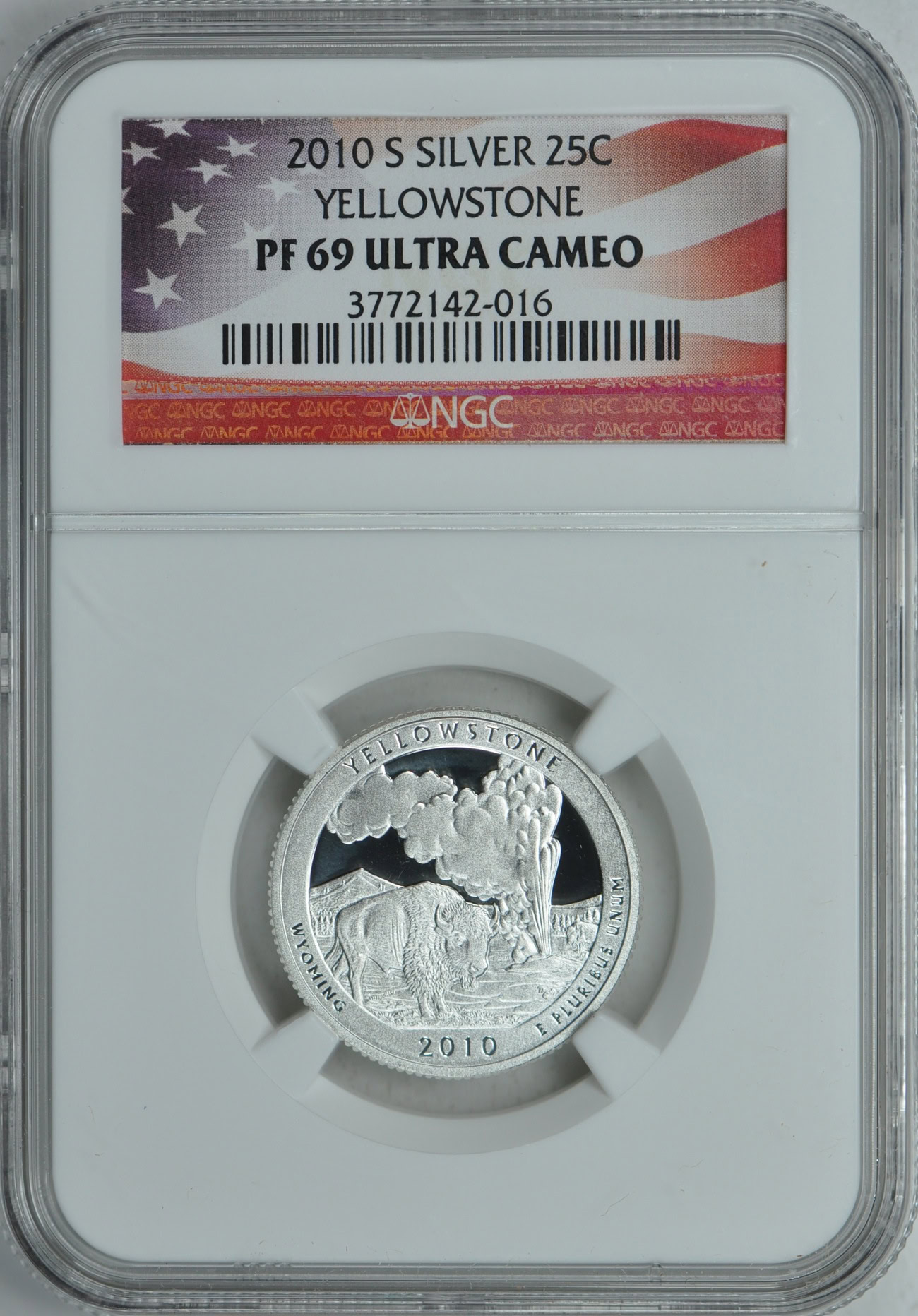 2010-S America the Beautiful Quarter Yellowstone. Silver NGC Proof-69 ...
