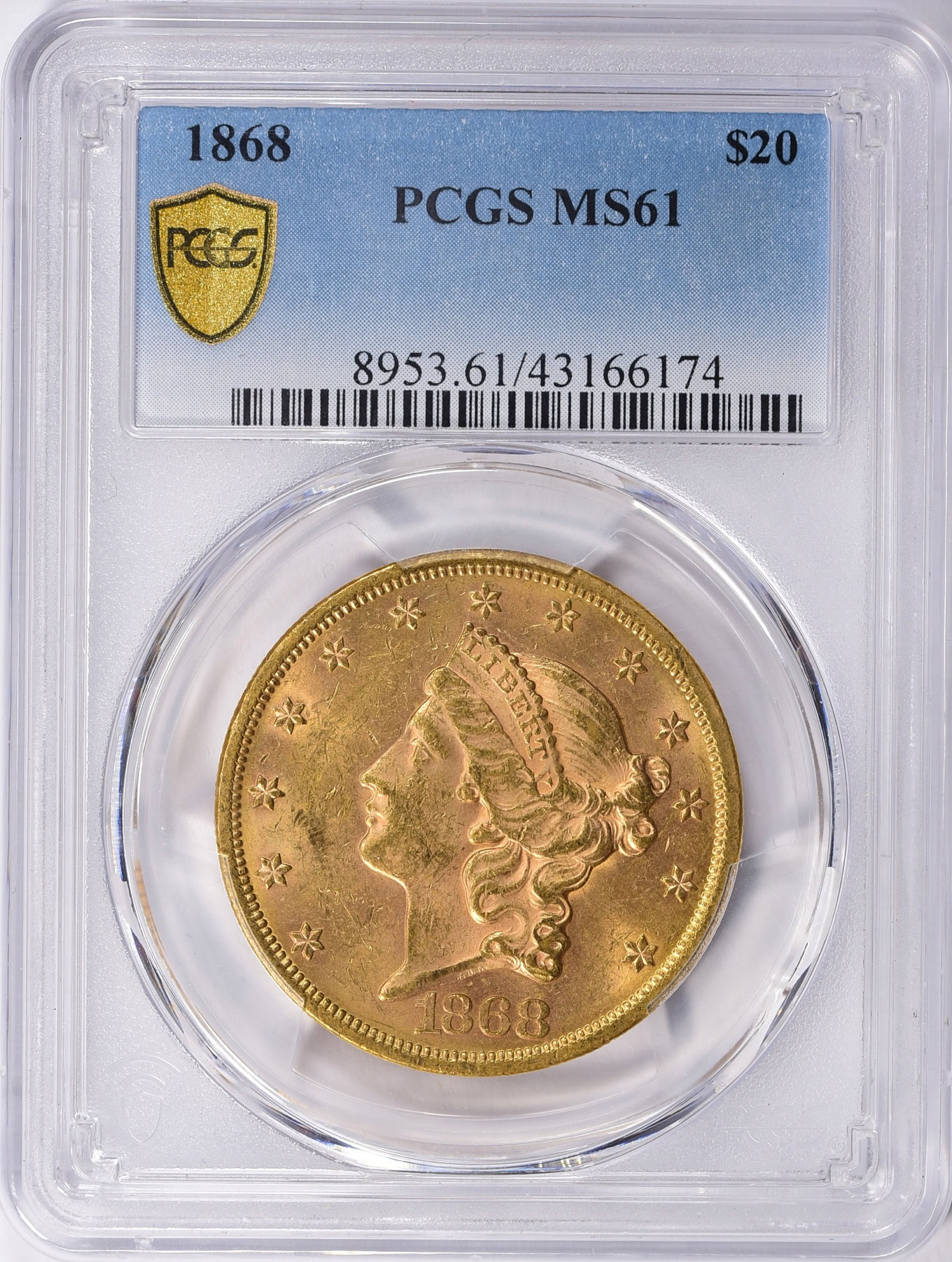1868 Liberty Gold Double Eagle PCGS MS-61 (Item 1130311) | GreatCollections Coin Auctions