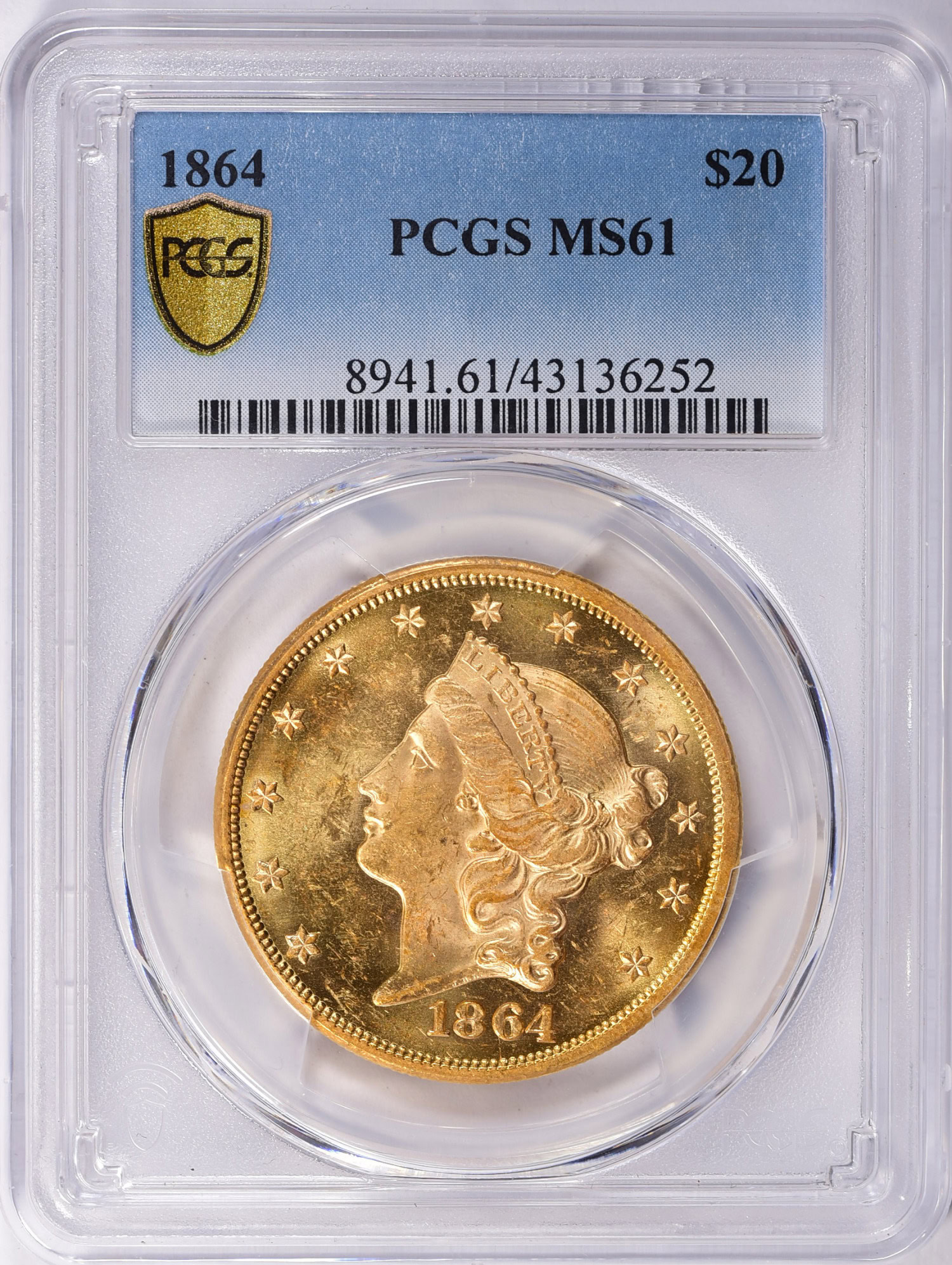 1864 Liberty Gold Double Eagle PCGS MS-61 (Item 1130320) | GreatCollections Coin Auctions
