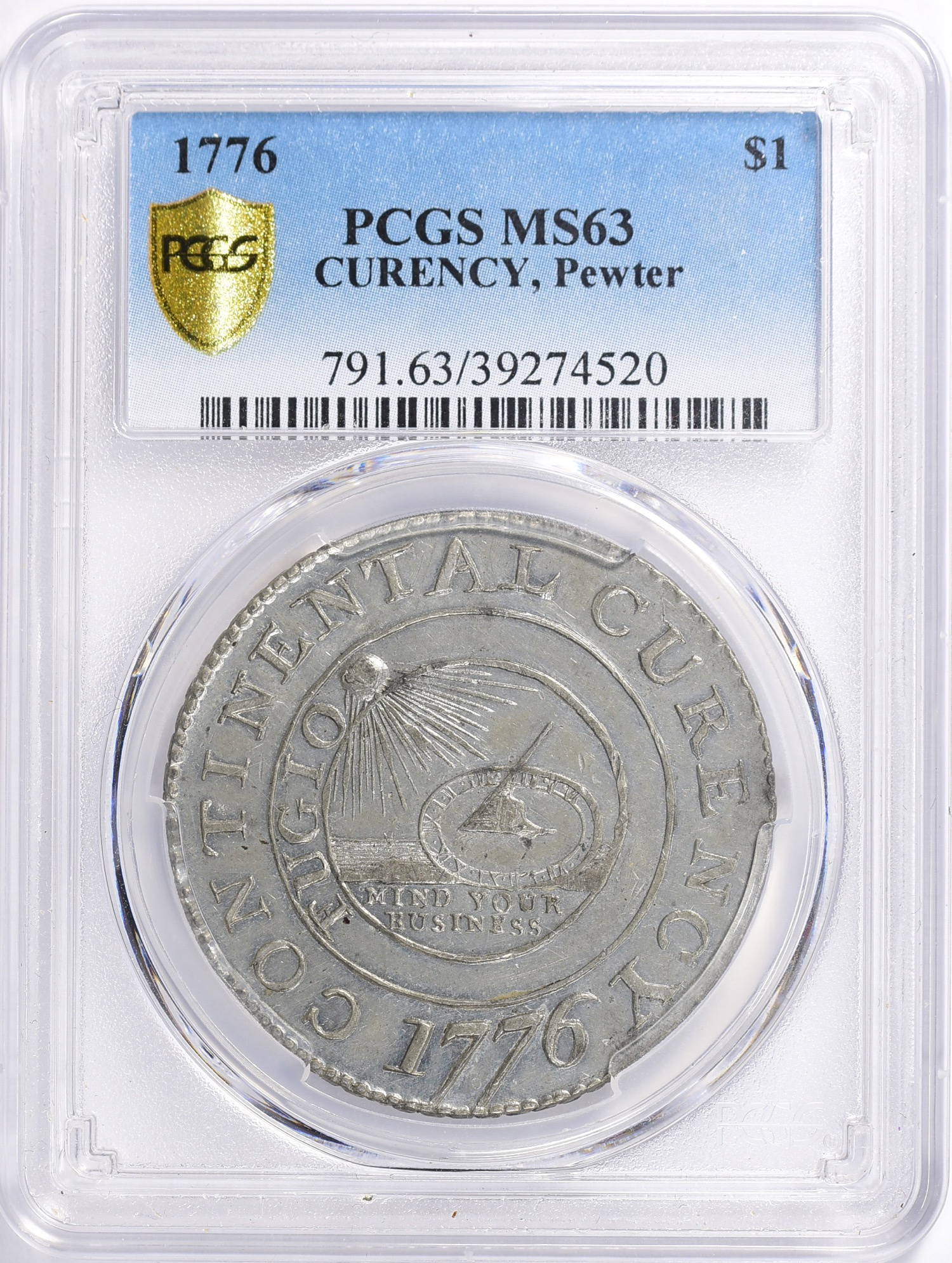 1776 Continental Currency CURENCY, Pewter PCGS MS-63 (Item 1130462 ...