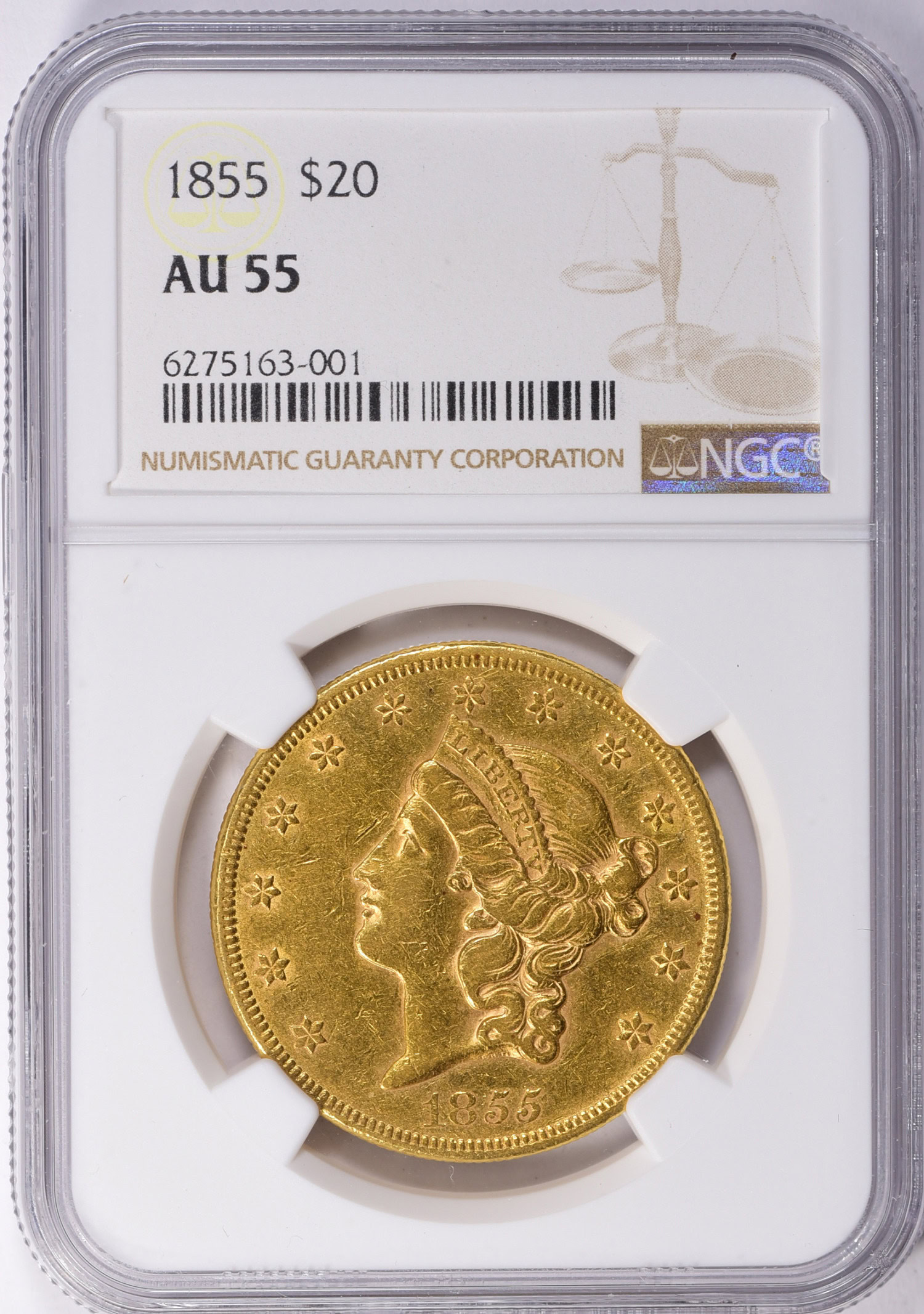 1855 Liberty Gold Double Eagle NGC AU-55 (Item 1130486) | GreatCollections Coin Auctions
