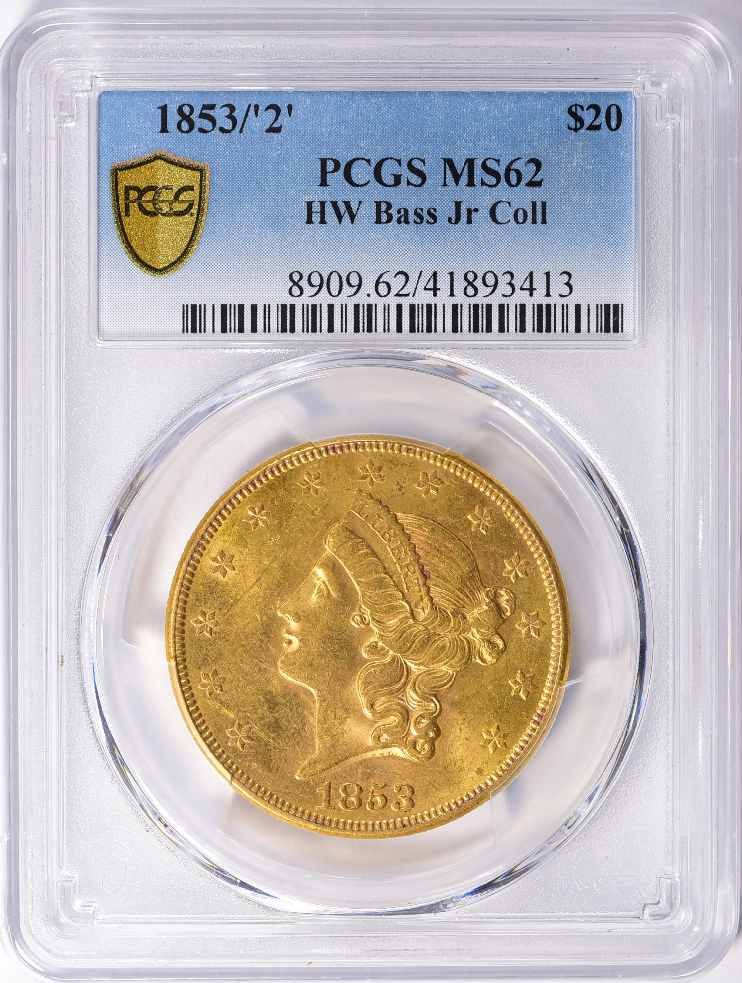 1853/2 Liberty Gold Double Eagle PCGS MS-62 (HW Bass Jr Collection) (Item 1130522 ...