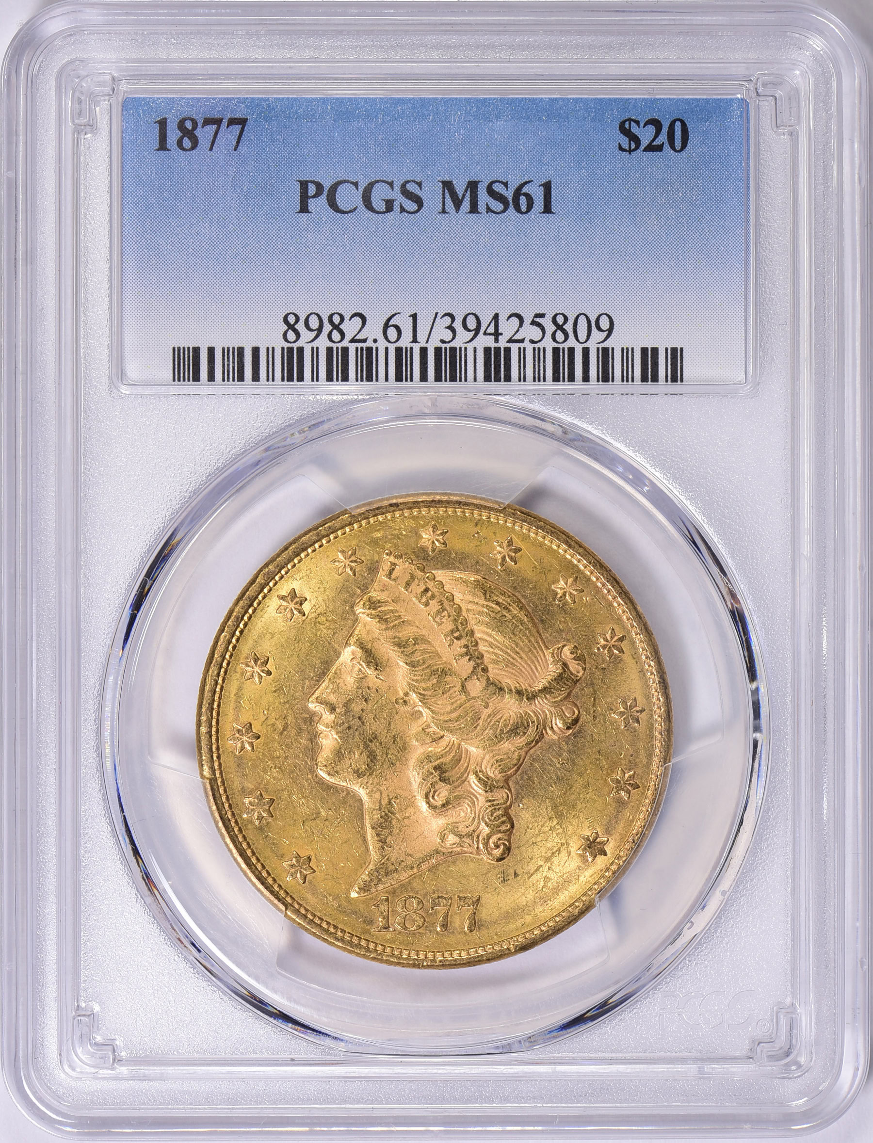 1877 Liberty Gold Double Eagle PCGS MS-61 (Item 1130656) | GreatCollections Coin Auctions