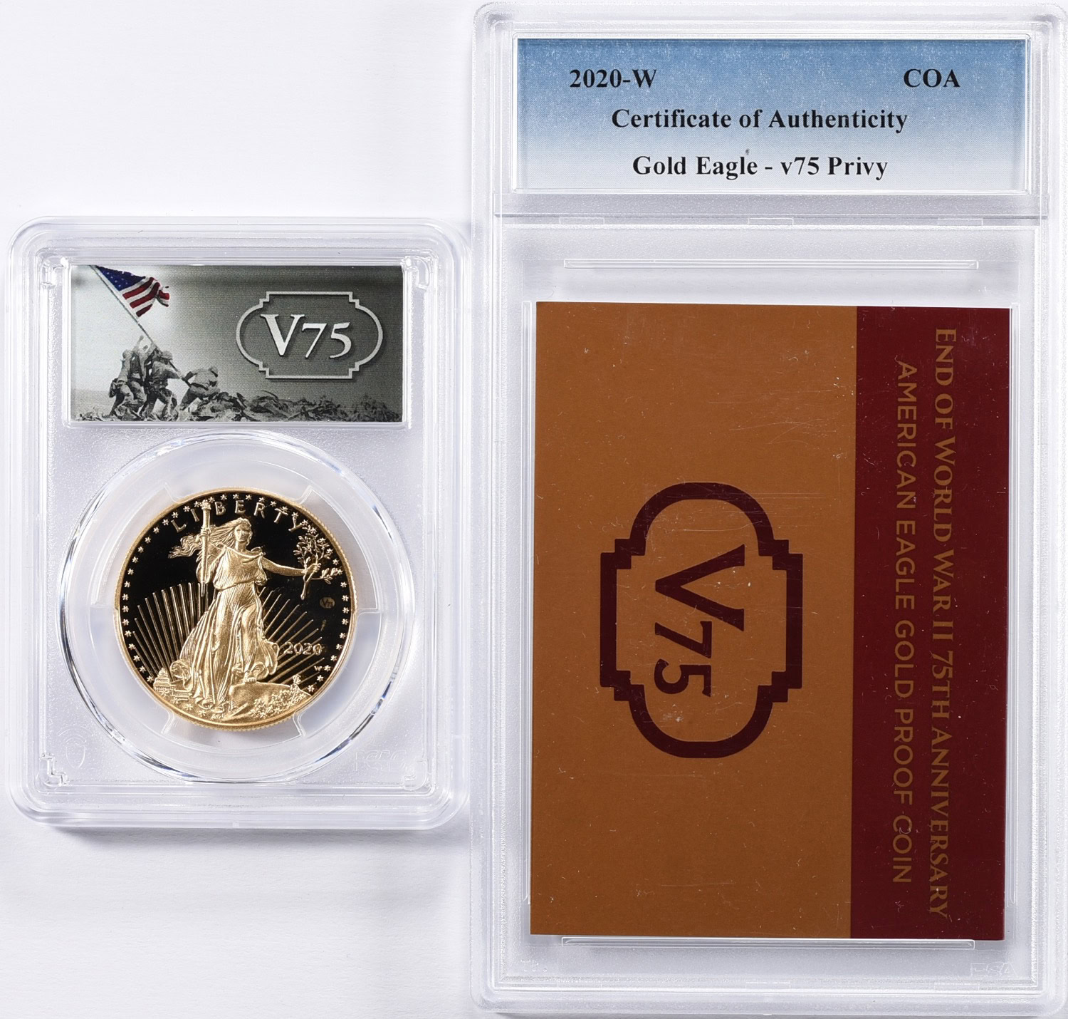 2020-W $50 One-Ounce Gold American Eagle V75 Privy 1 of 1945 Struck ...