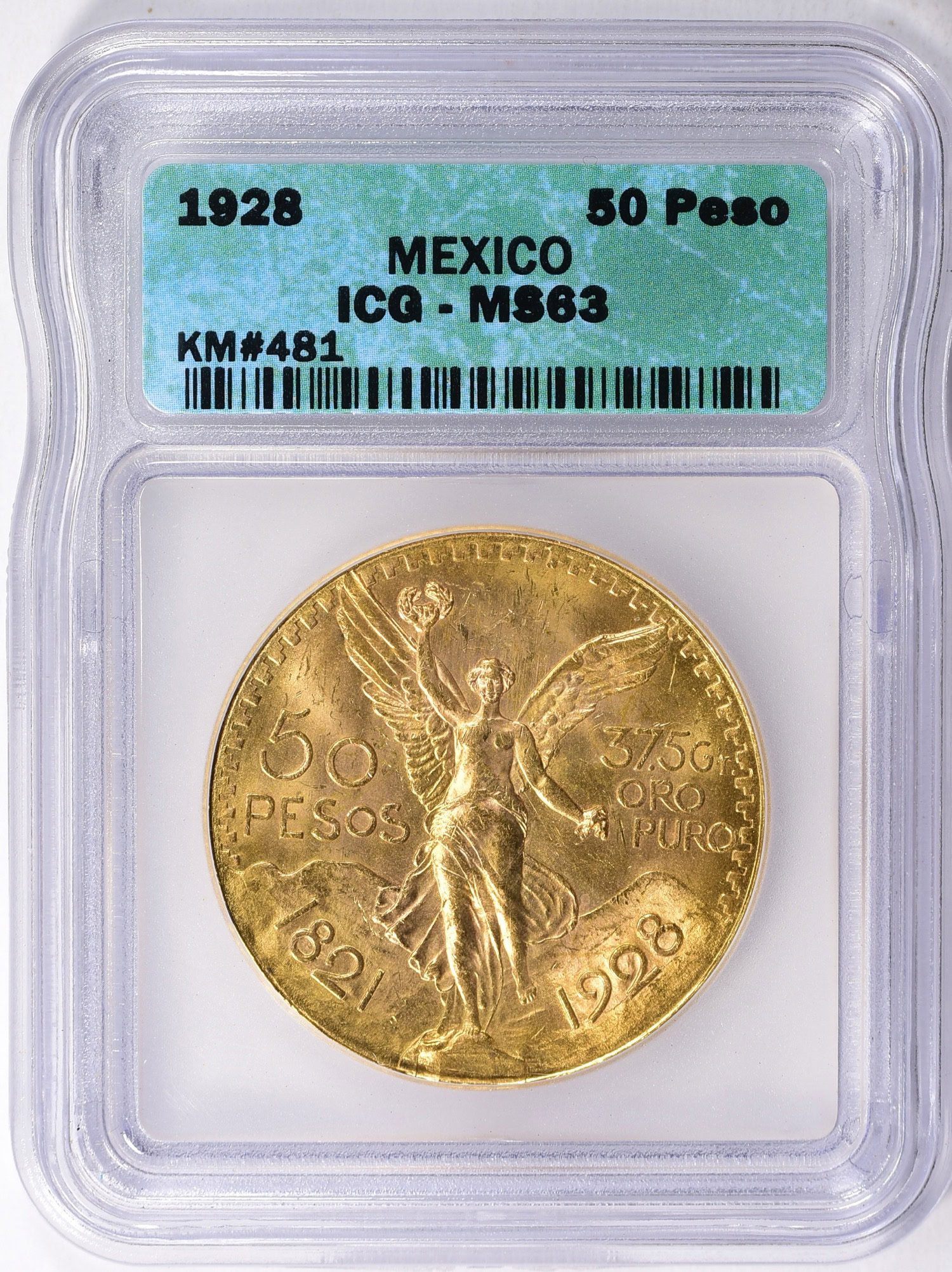 Mexico 1928 Gold 50 Pesos KM-481 ICG MS-63 (AGW = 1.2057 oz.) (Item 1134434) | GreatCollections ...