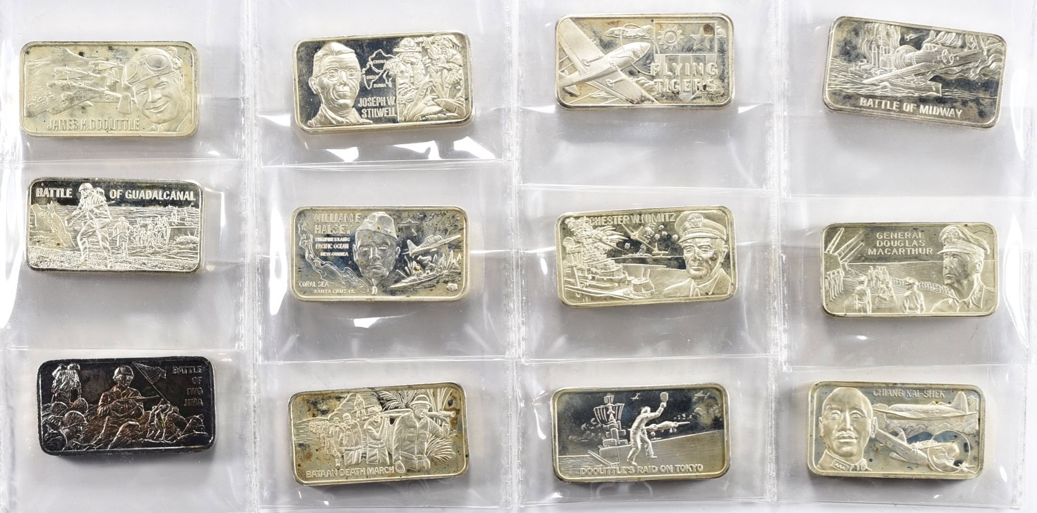 ND Silver Private Mint Ingots/Bars Great Events and Leaders of WWII ...