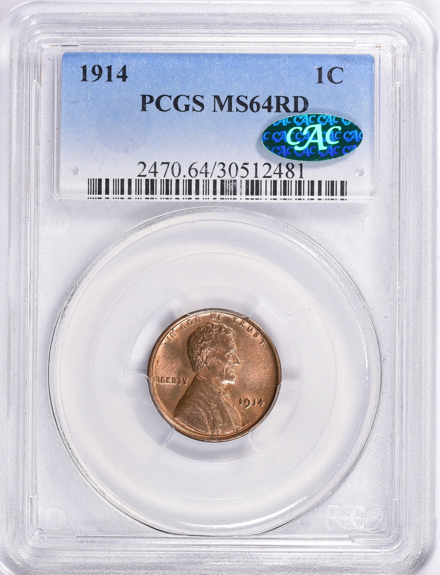 1914 Lincoln Cent PCGS MS-64 RD (CAC Green) (Item 1140017) | GreatCollections Coin Auctions