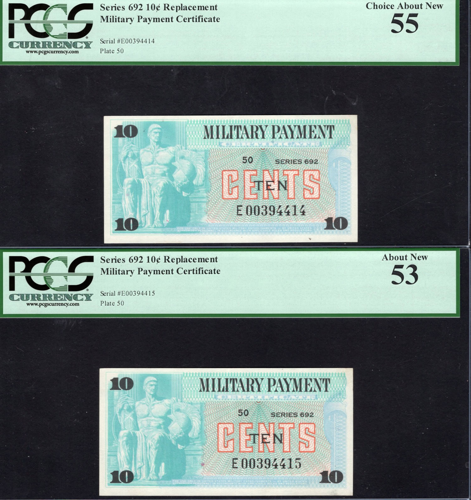 Series 692 10 Cents Military Payment Certificate Notes Sequential ...