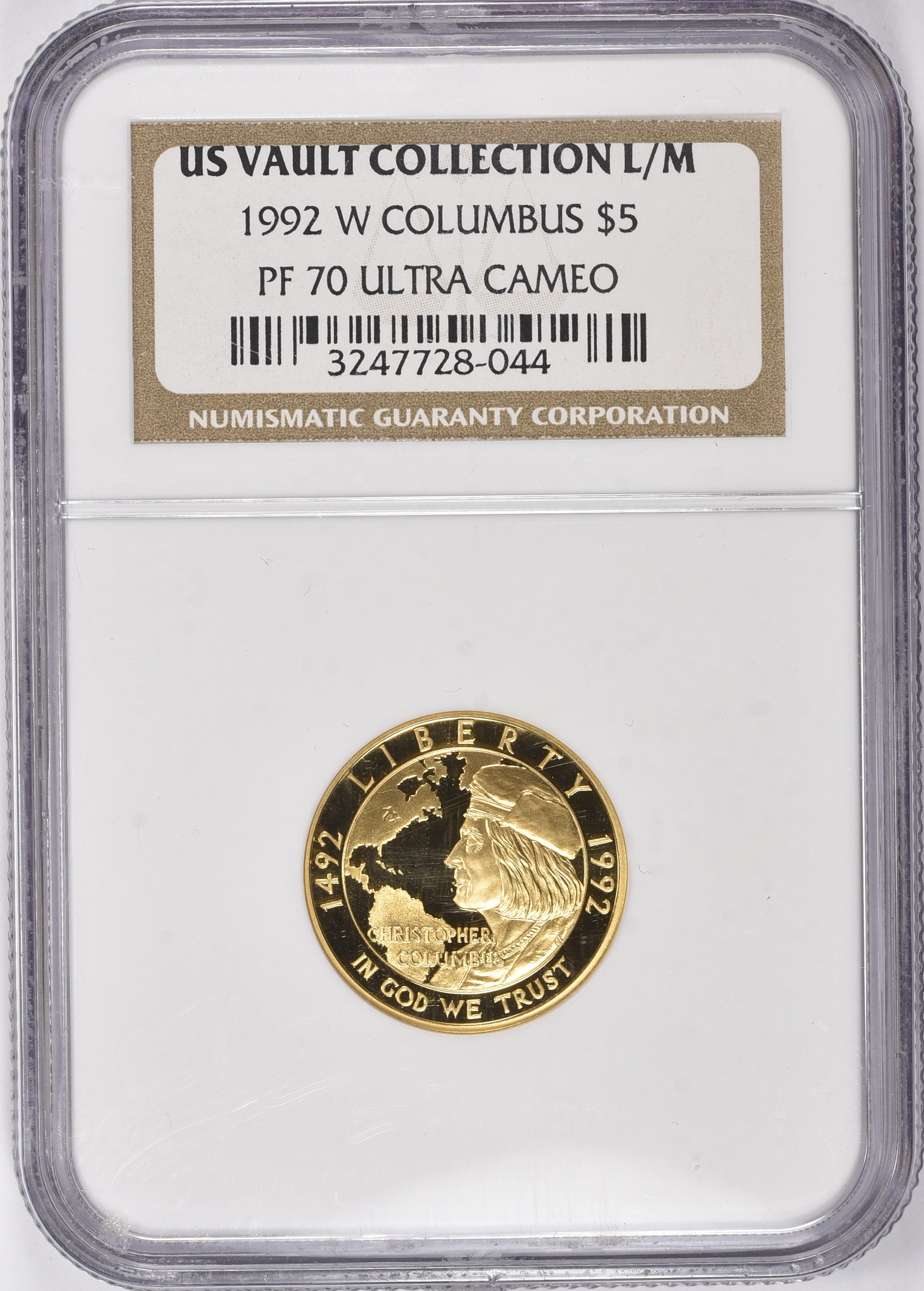 1992-W Christopher Columbus Quincentenary Gold $5 NGC Proof-70 UC (US ...