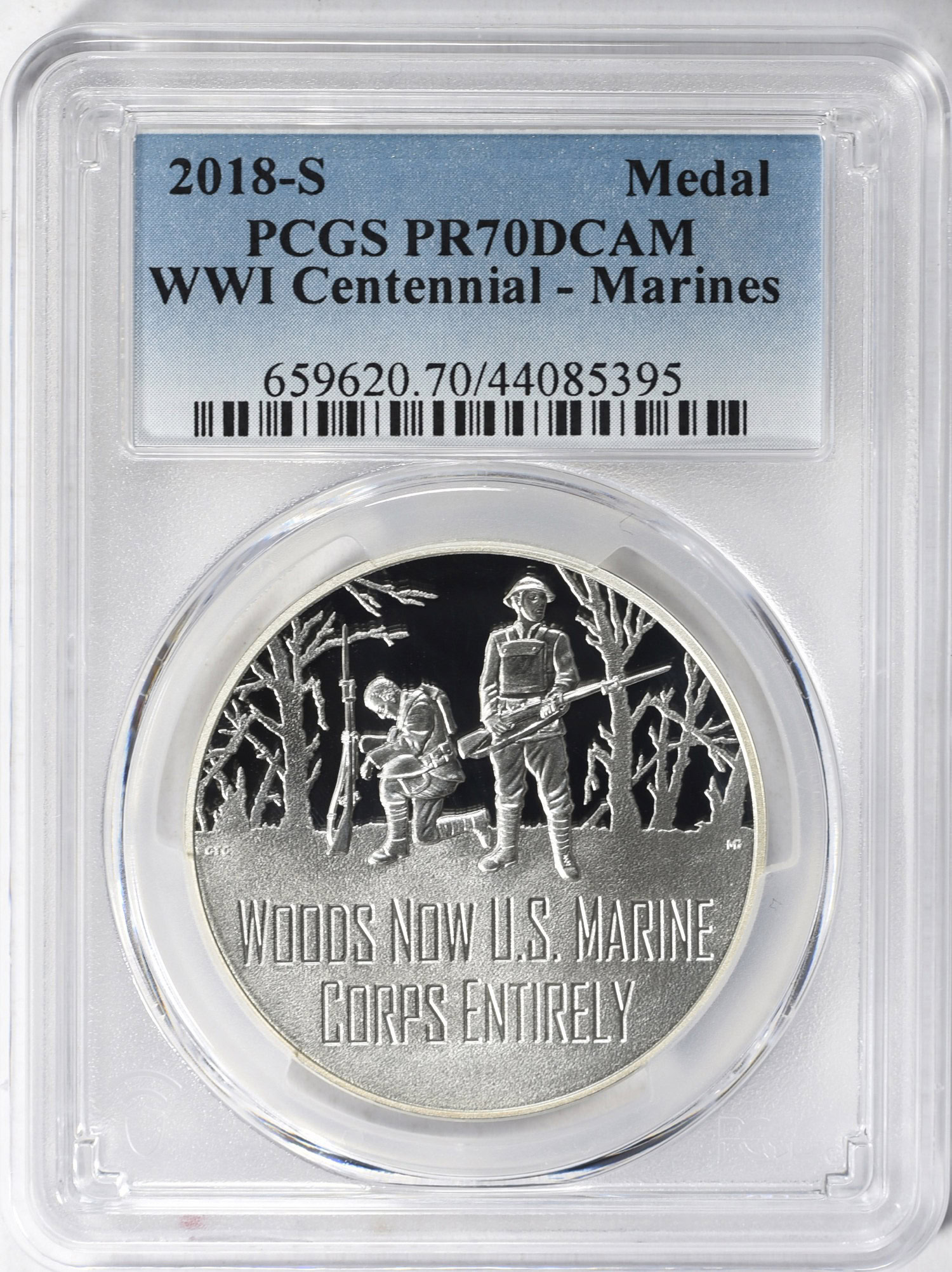 2018-S World War I WWI Centennial Silver Medal Marines PCGS Proof-70 ...
