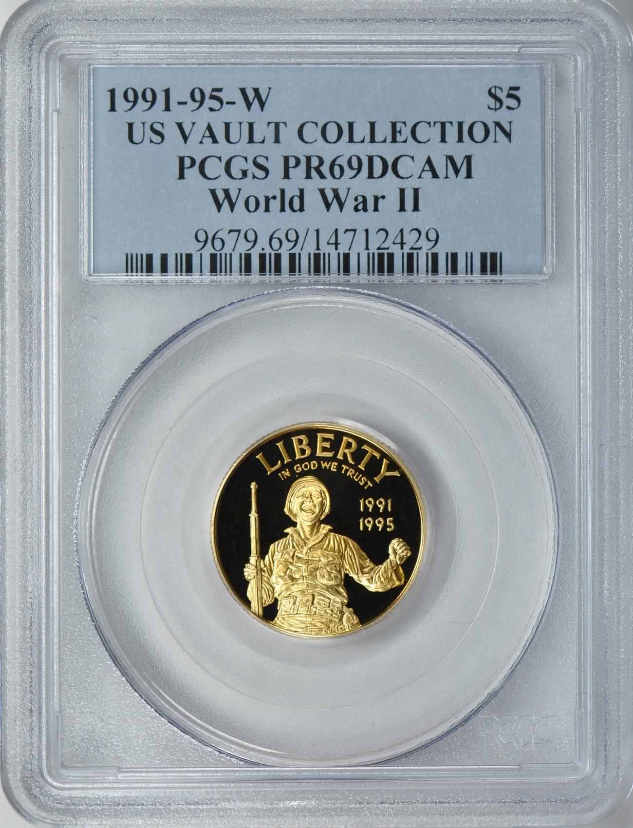 1991-95-W 50th Anniversary of World War II Gold $5 PCGS Proof-69 DCAM ...