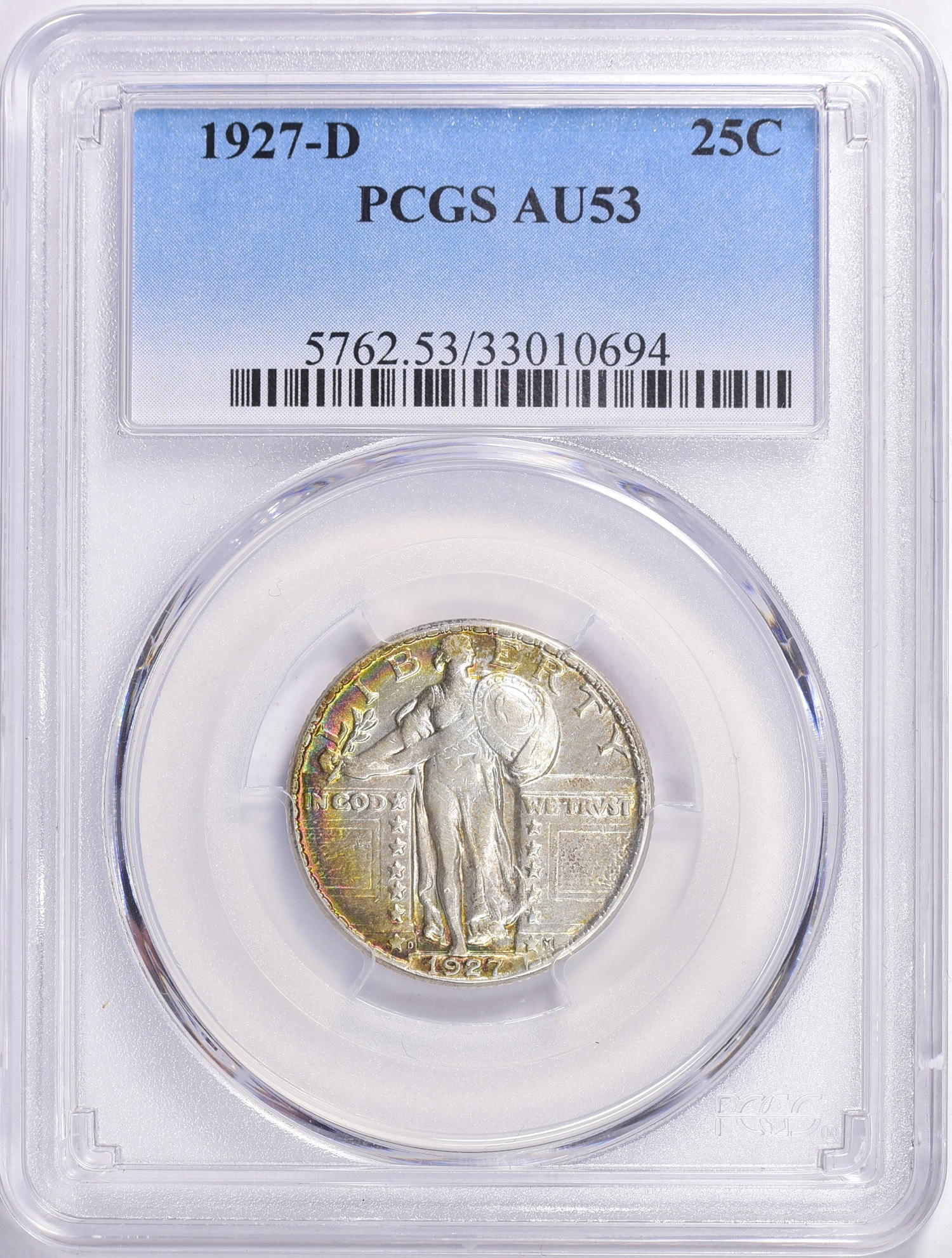1927-D Standing Liberty Quarter PCGS AU-53 (Toned) (Item 1162439 ...