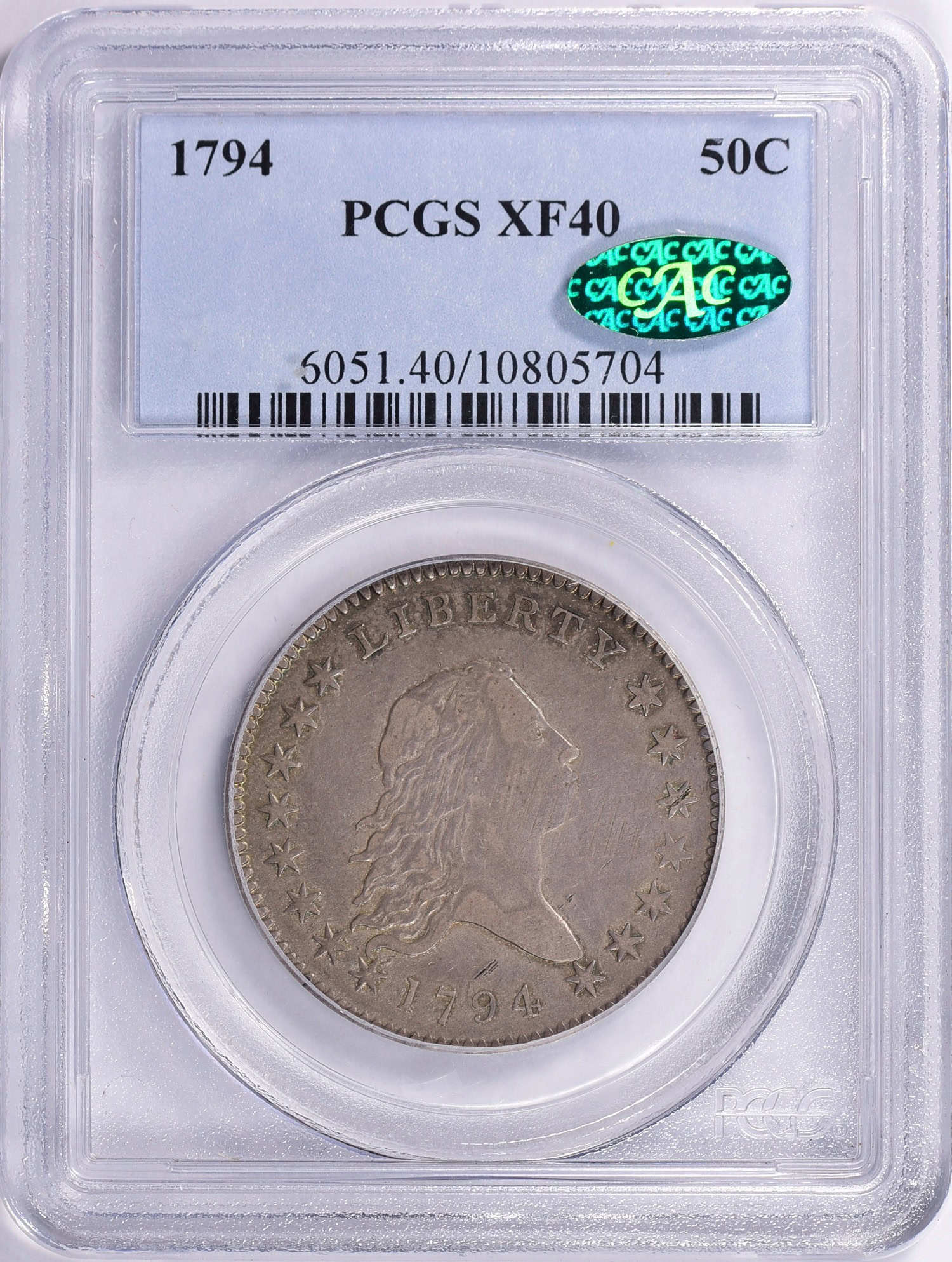 1794 Flowing Hair Half Dollar PCGS XF-40 (CAC Green) (Item 1162504) | GreatCollections Coin Auctions