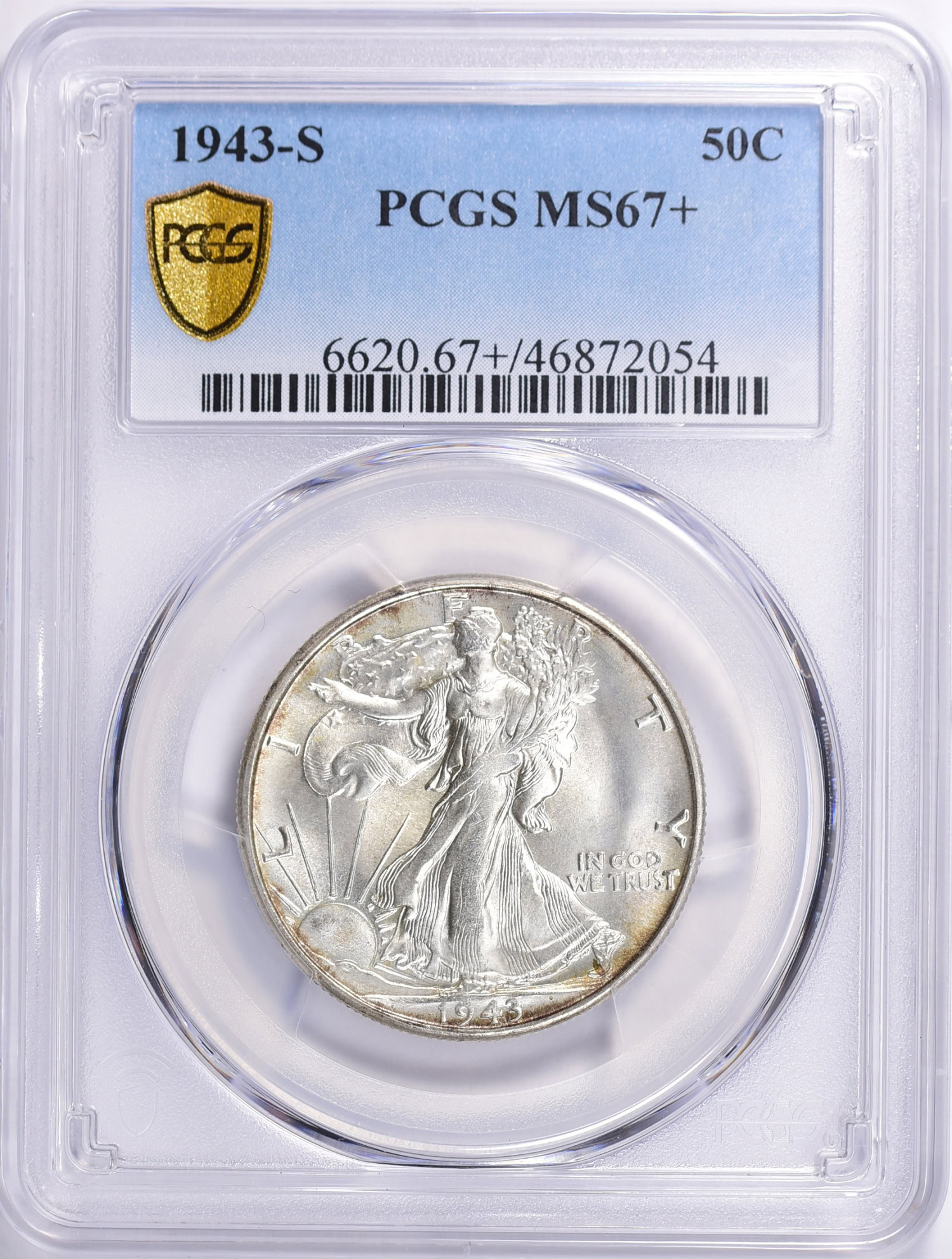 1943-S Walking Liberty Half Dollar PCGS MS-67+ (Item 1164971) | GreatCollections Coin Auctions