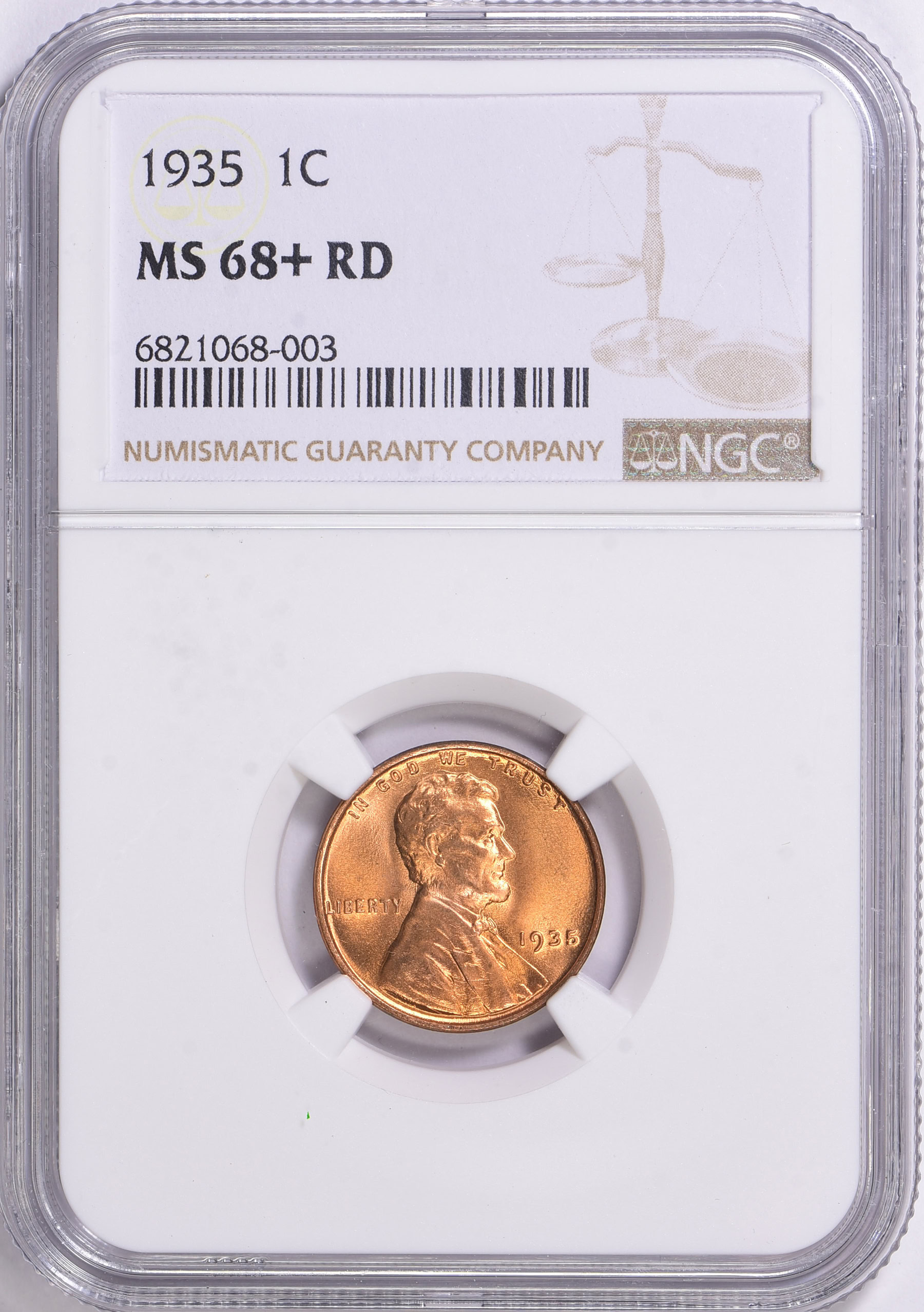 1935 Lincoln Cent NGC MS-68+ RD (Item 1168104) | GreatCollections Coin Auctions