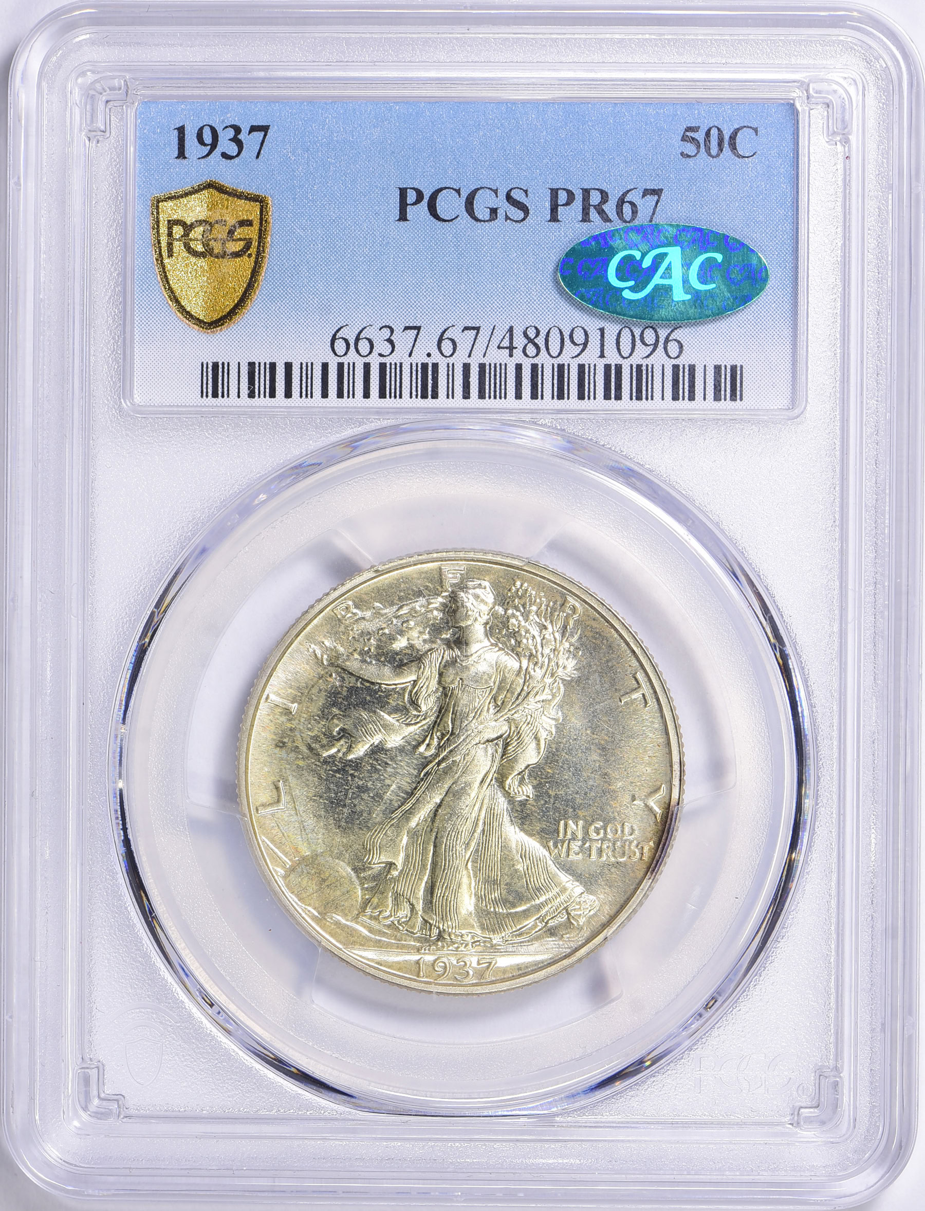 1937 Walking Liberty Half Dollar PCGS Proof-67 (CAC Green) (Item 1168237) | GreatCollections ...