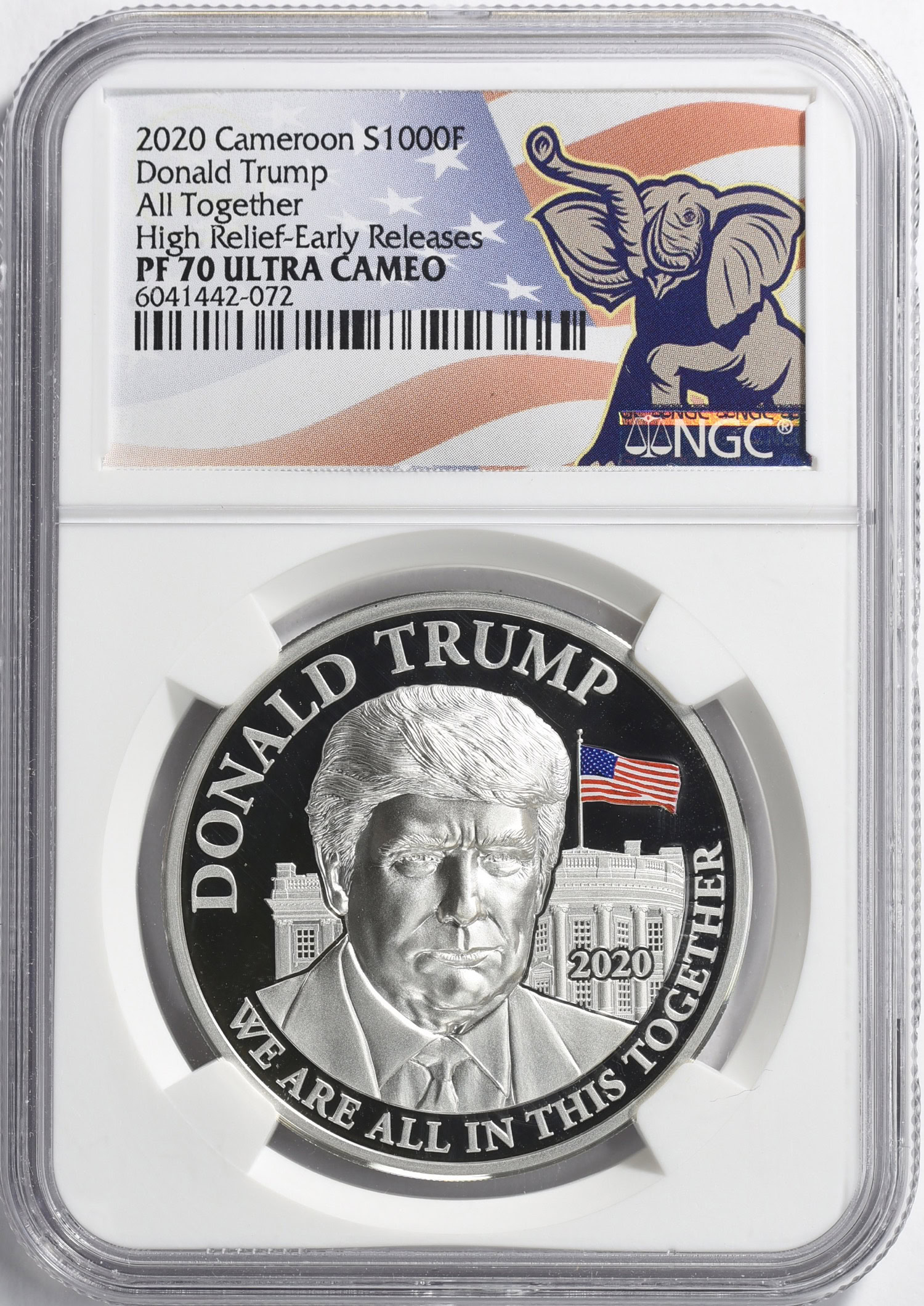 Cameroon 2020 Silver 2,000 Francs High Relief Donald Trump All Together ...