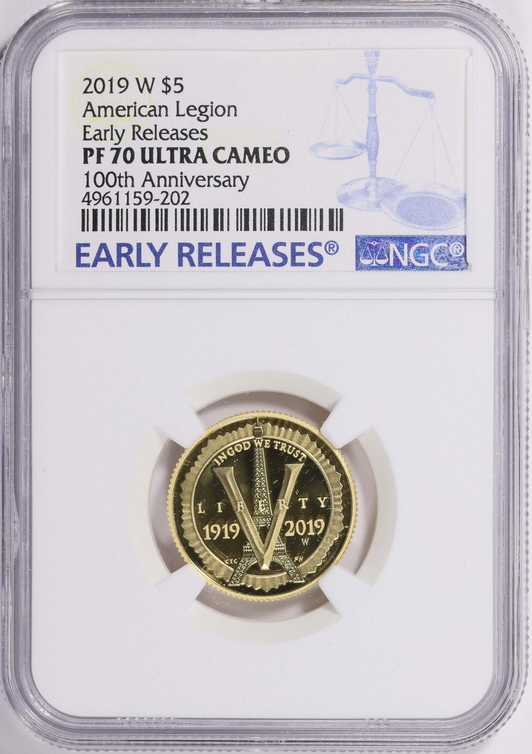 2019-W American Legion 100th Anniversary Gold $5 Early Releases NGC ...