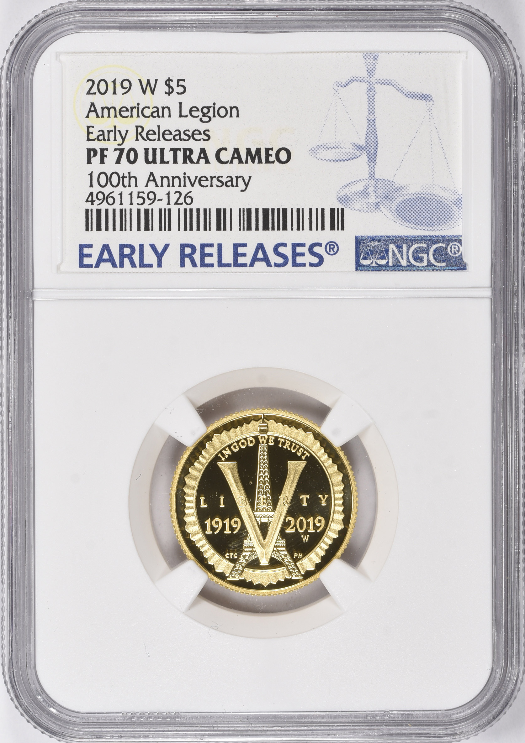 2019-W American Legion 100th Anniversary Gold $5 Early Releases NGC ...