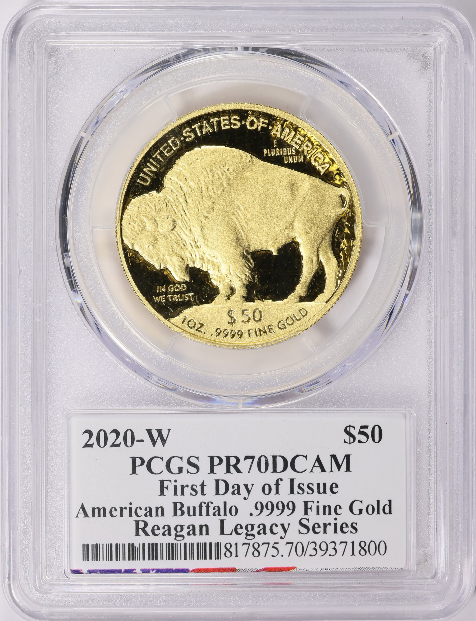 2020-W $50 One-Ounce Gold American Buffalo First Day of Issue Michael Legacy Series PCGS Proof ...