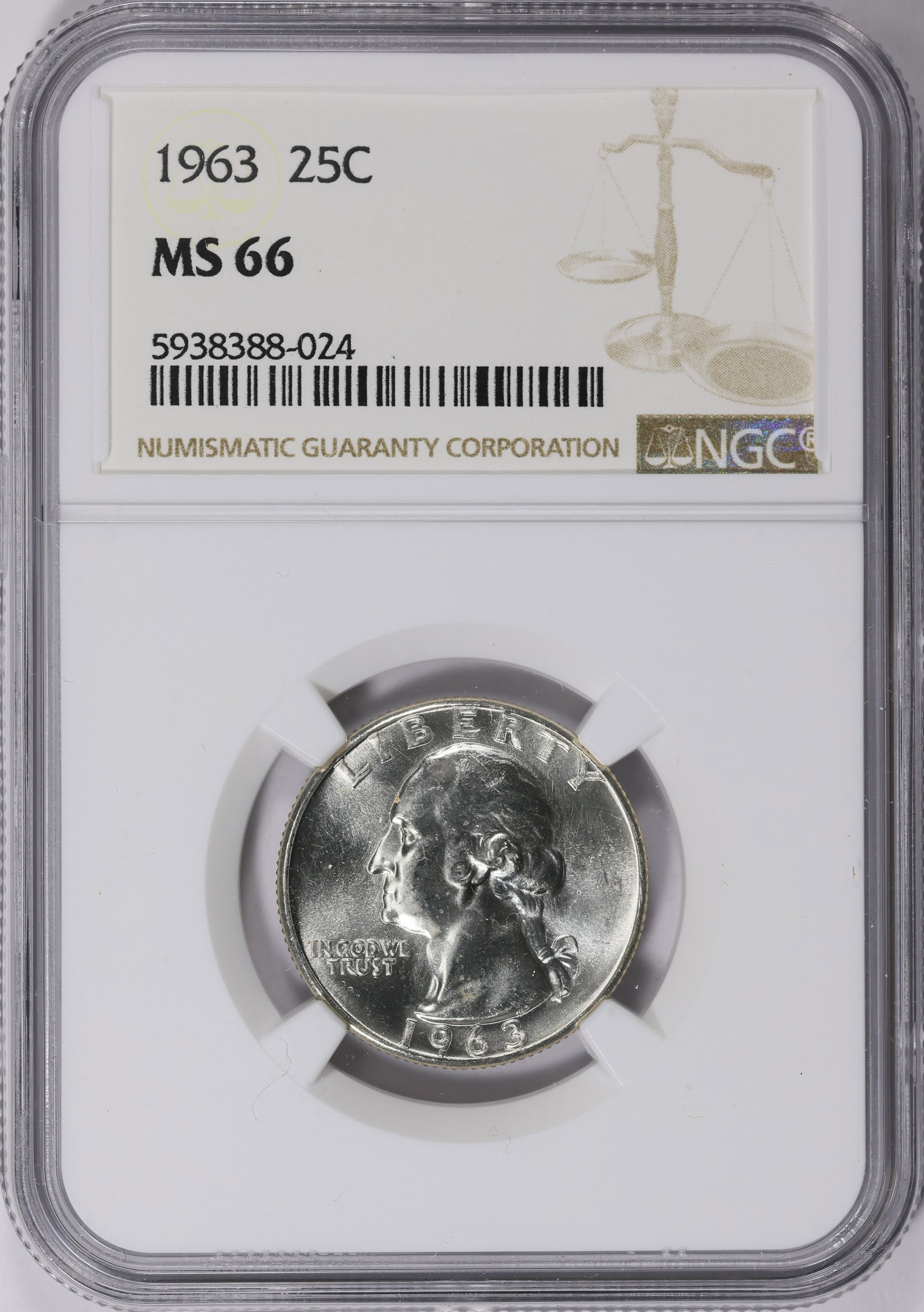 1963 Washington Quarter NGC MS-66 (Item 1185047) | GreatCollections ...