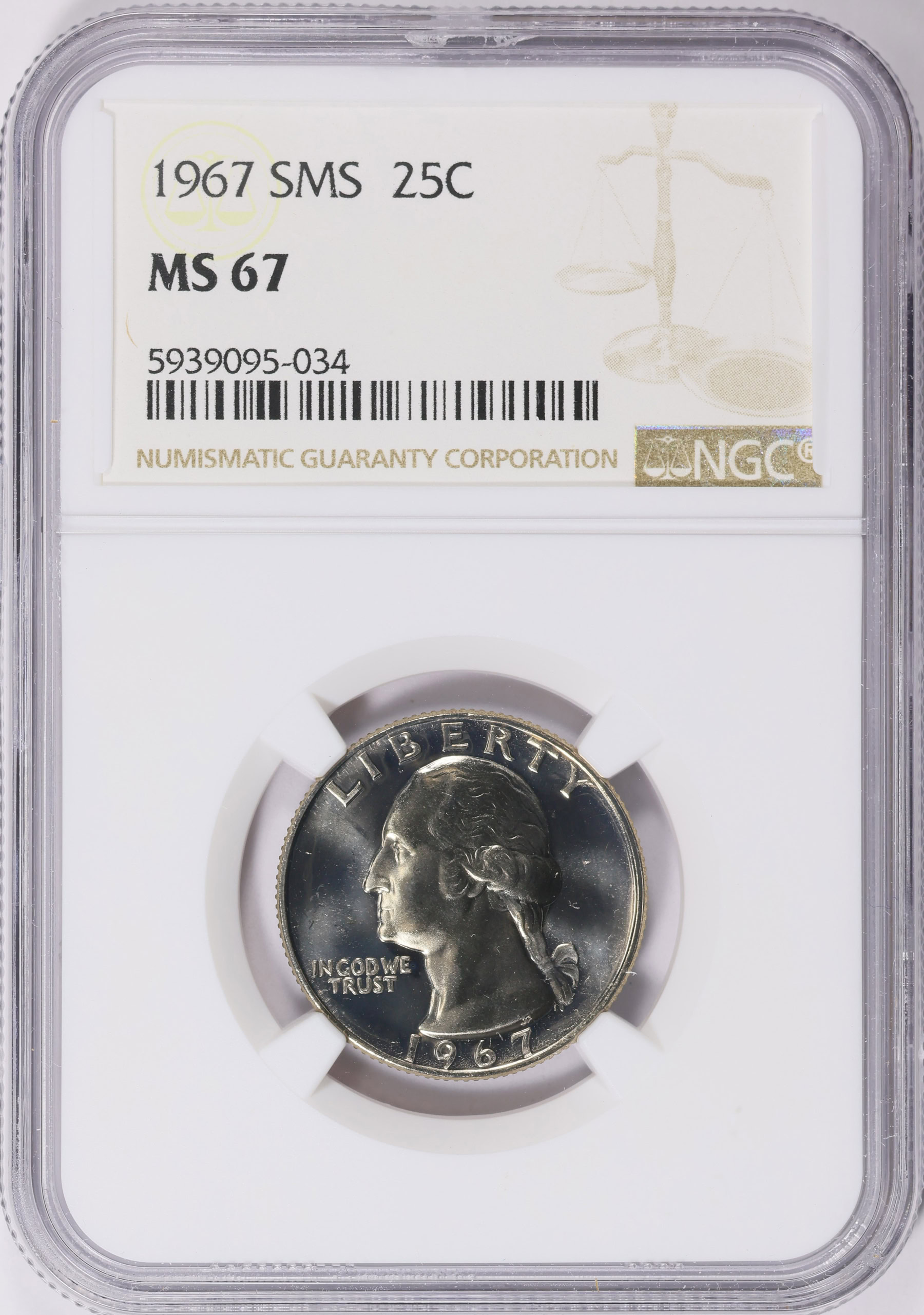1967 Washington Quarter SMS NGC SP-67 (Item 1185094) | GreatCollections ...