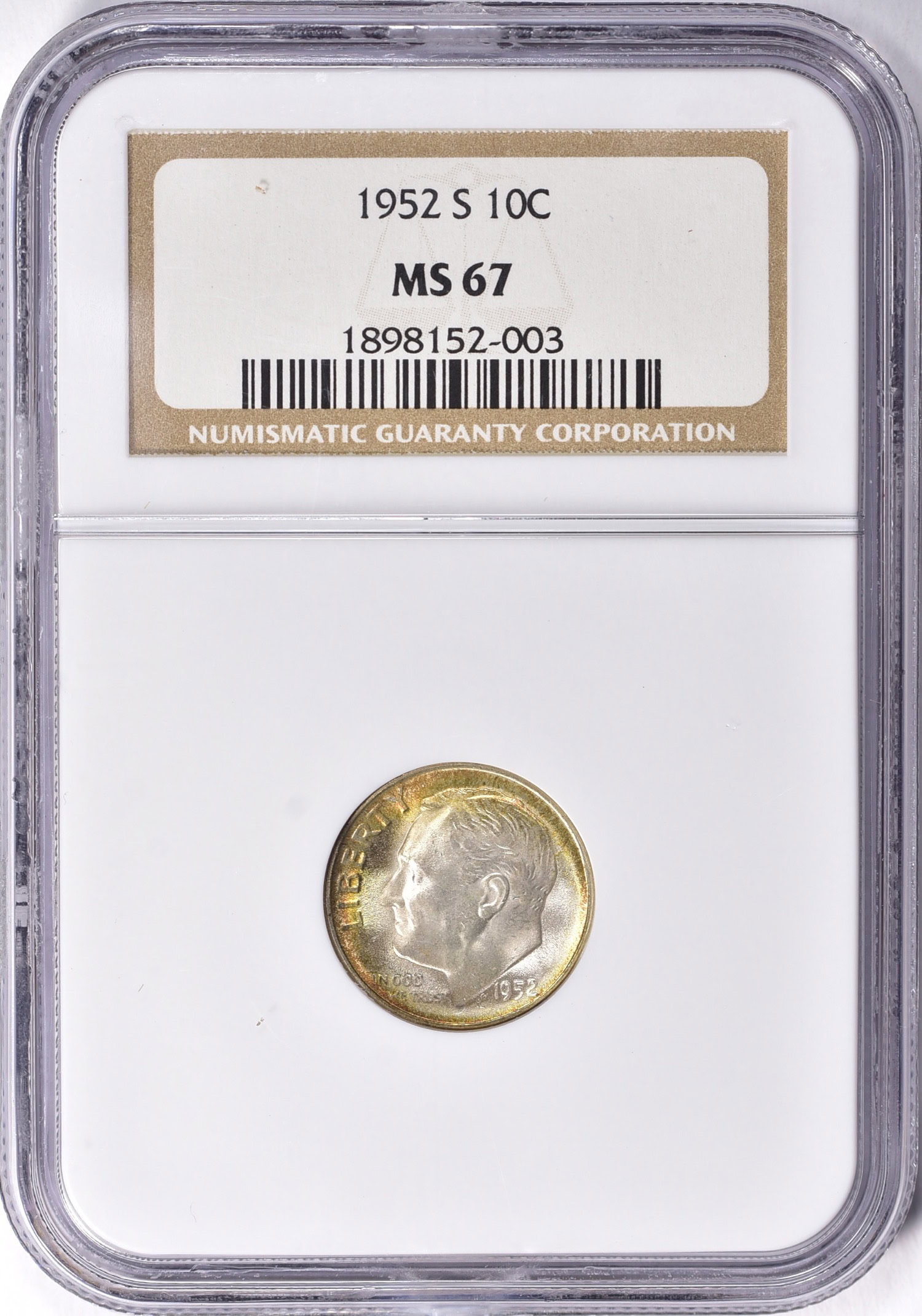 1952-S Roosevelt Dime NGC MS-67 (Toned) (Item 1185846 ...