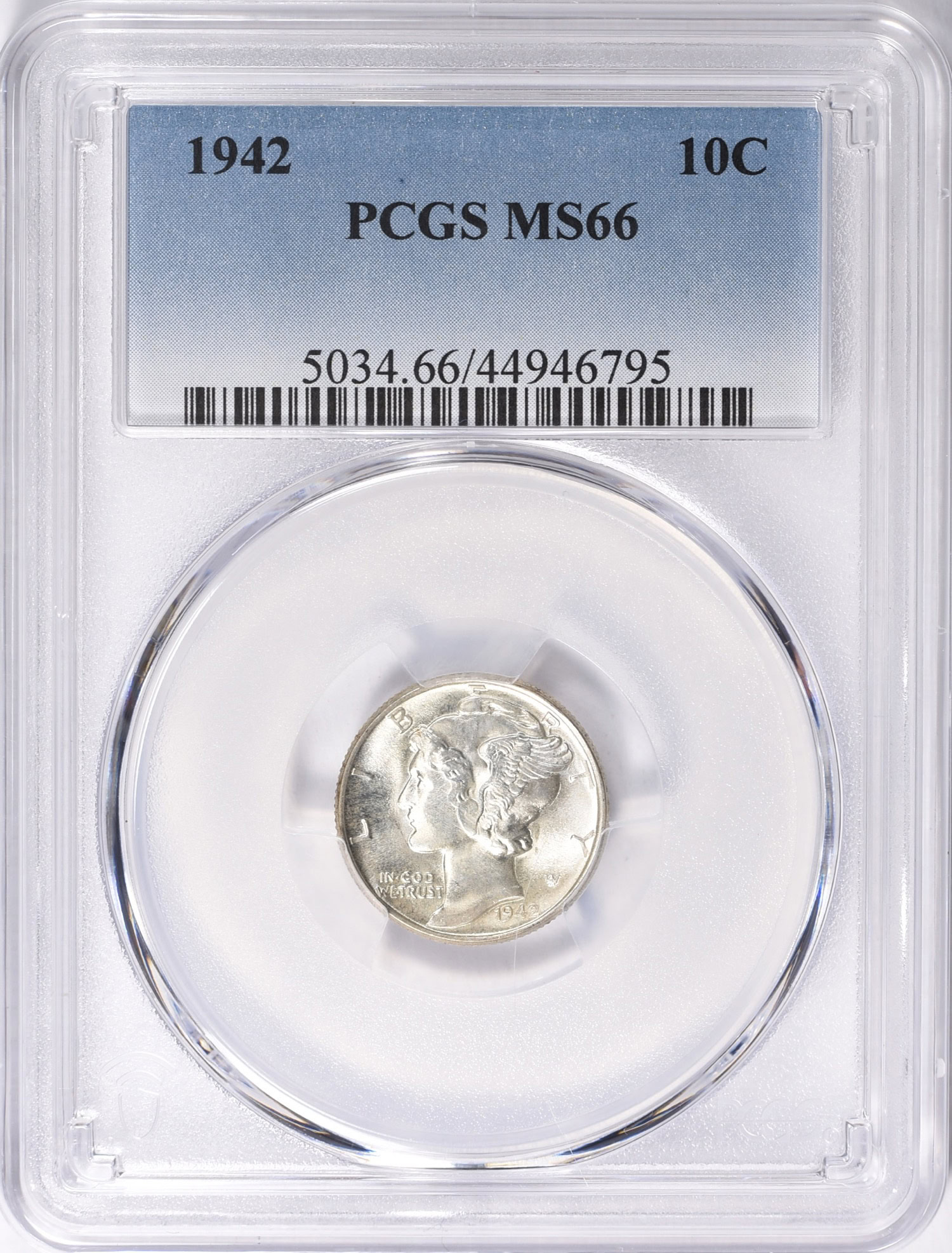1942 Mercury Dime PCGS MS-66 (Item 1186770) | GreatCollections Coin ...