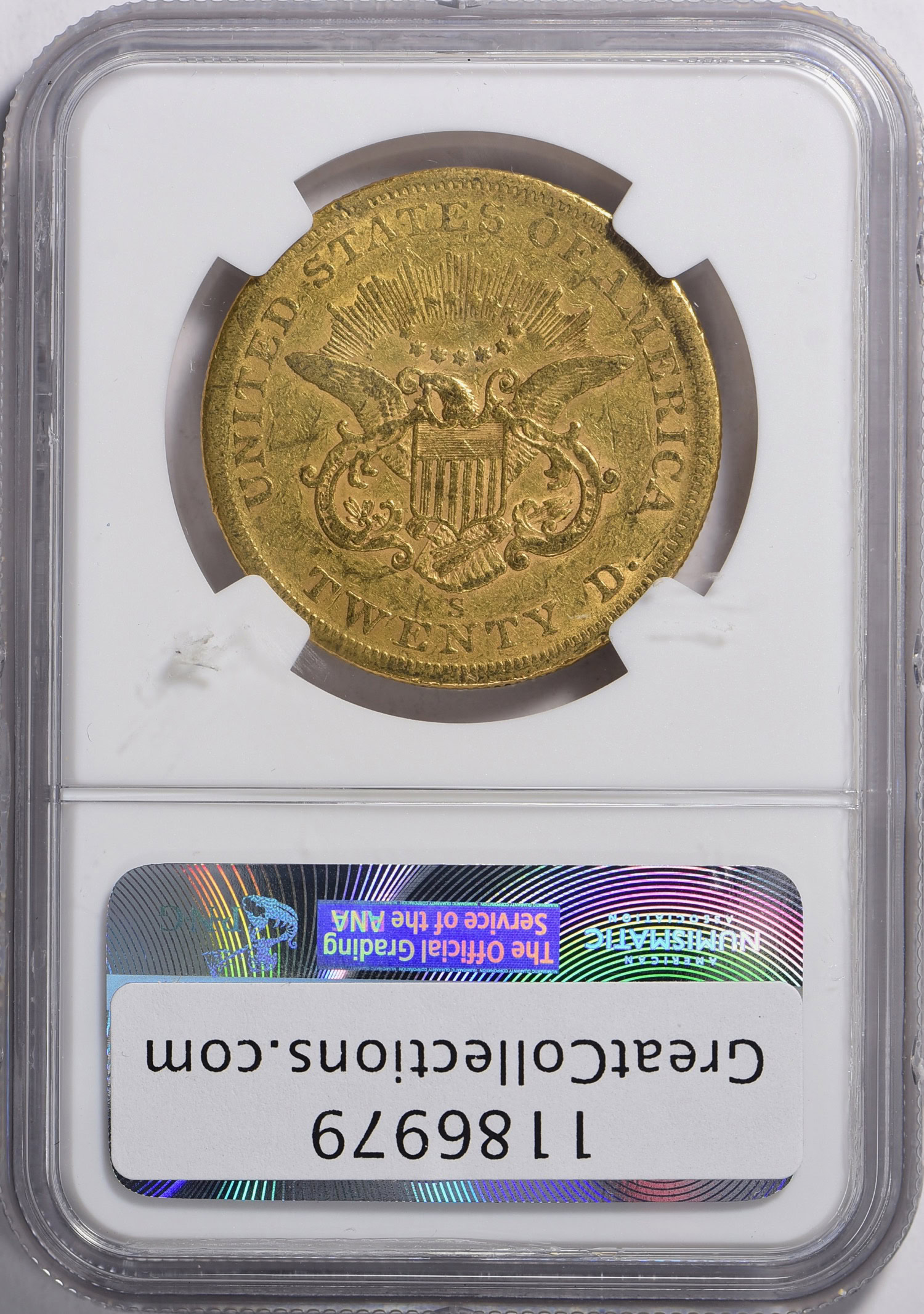 1858-S Liberty Gold Double Eagle NGC XF-45 (CAC Green) (Rive d'Or ...