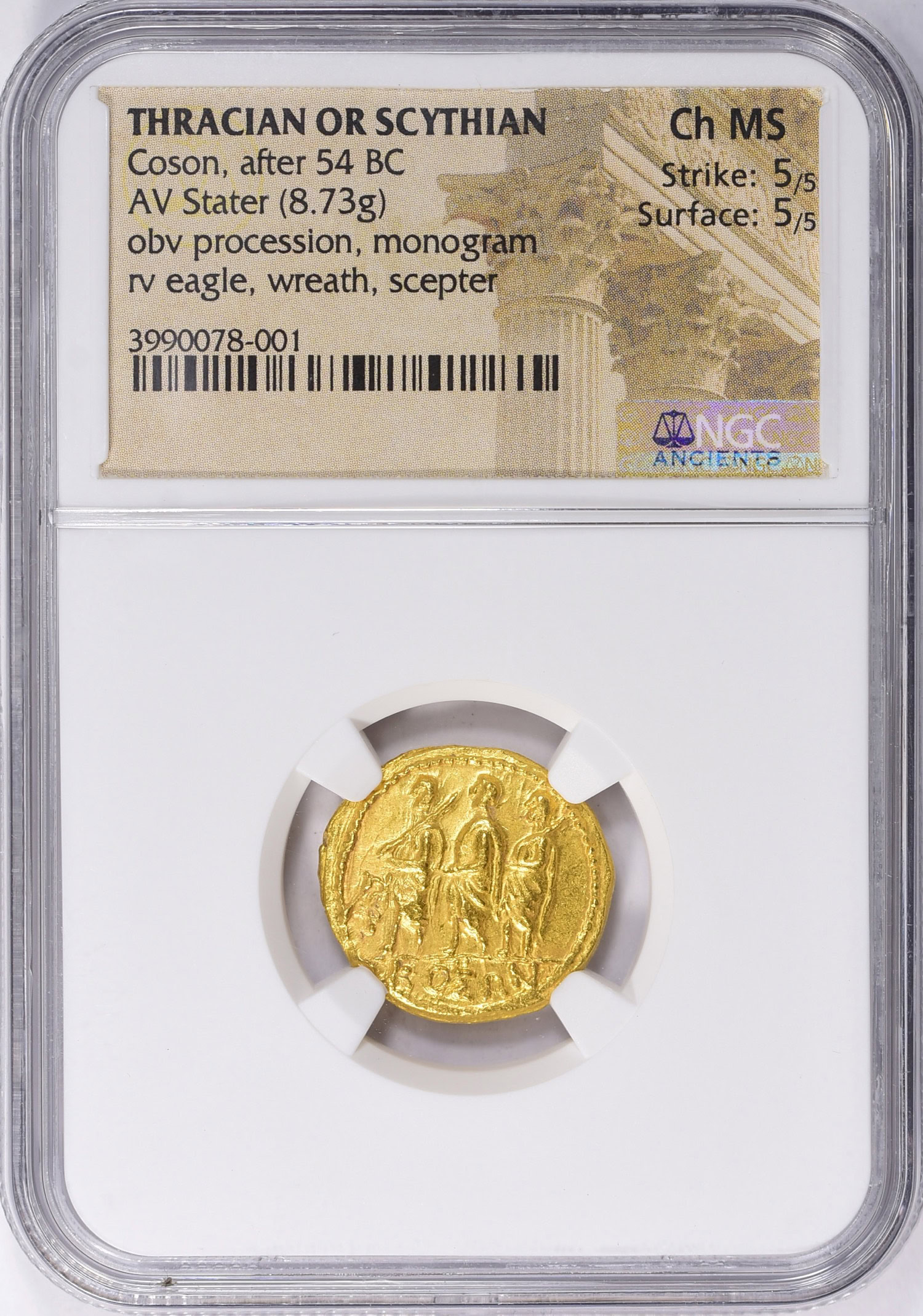 Ancient Thrace, Koson After 54 B.C. AV Stater (8.73gms) NGC Ch MS ...