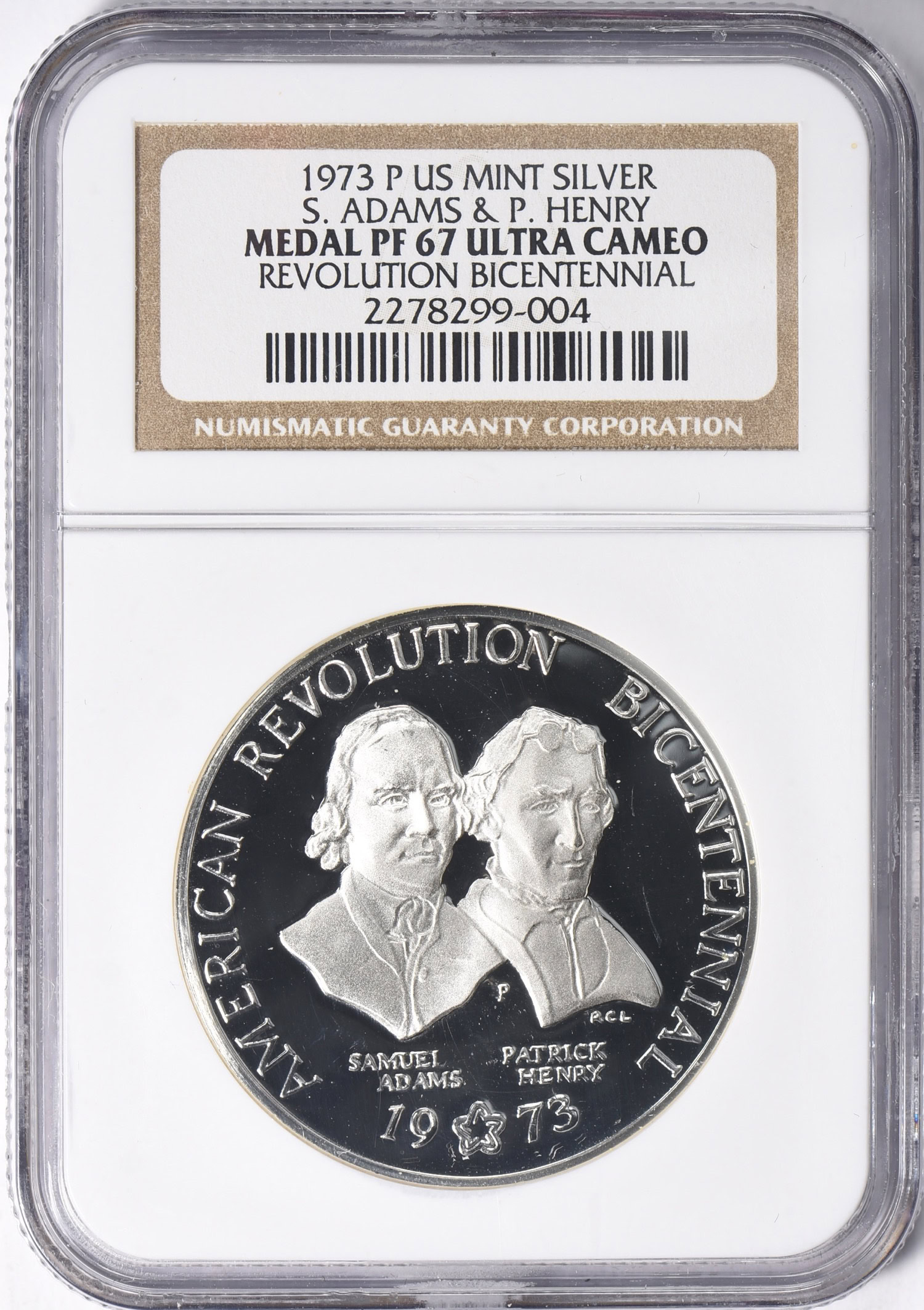 1973-P U.S. Mint Silver Samuel Adams and Patrick Henry Medal Revolution ...