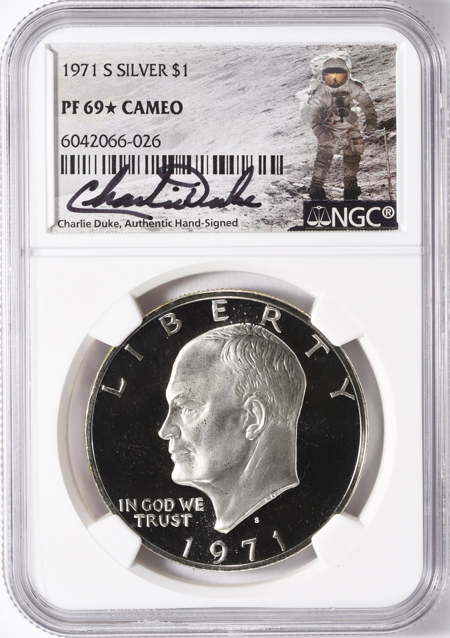 1971-S Eisenhower Dollar Silver NGC Proof-69 ★ CAMEO (Charlie Duke ...