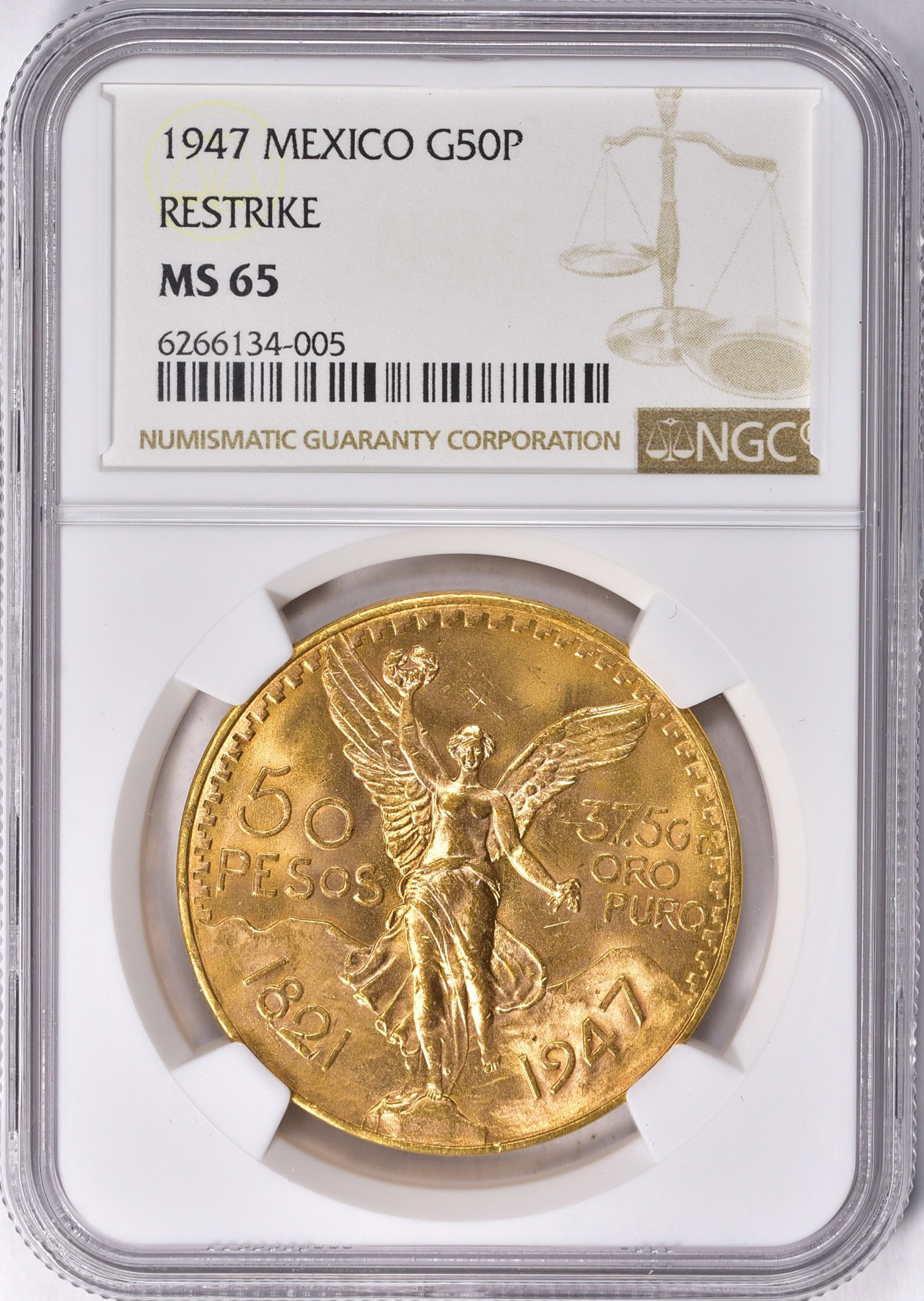Mexico 1947 Gold 50 Pesos Restrike KM-481 NGC MS-65 (AGW = 1.2057 oz.) (Item 1204080 ...