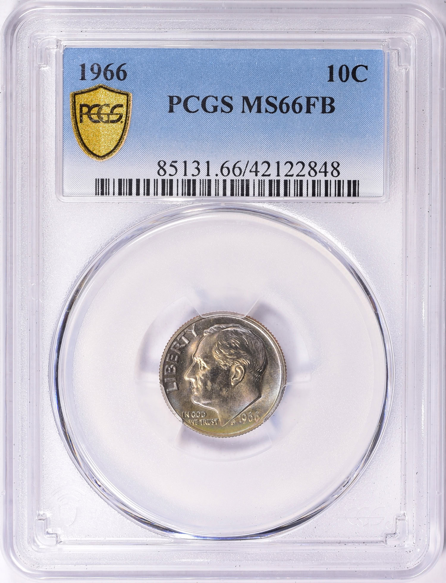 1966 Roosevelt Dime PCGS MS-66 FB (Toned) (Item 1205537 ...