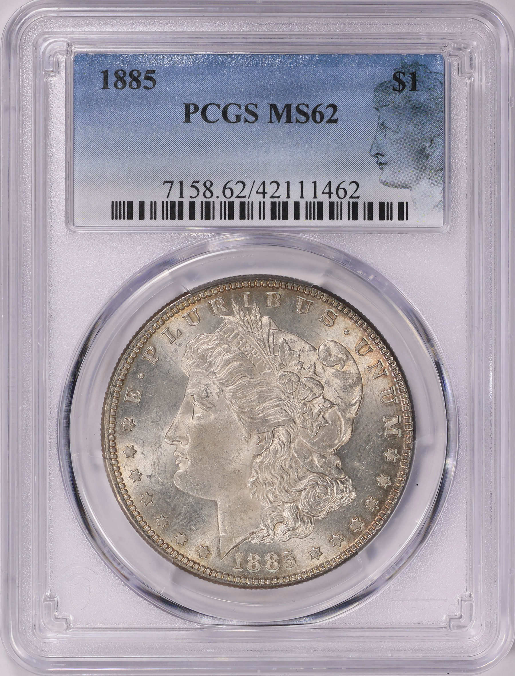 1885 Morgan Silver Dollar PCGS MS-62 (Morgan Silhouette Label) (Toned) (Item 1206117 ...