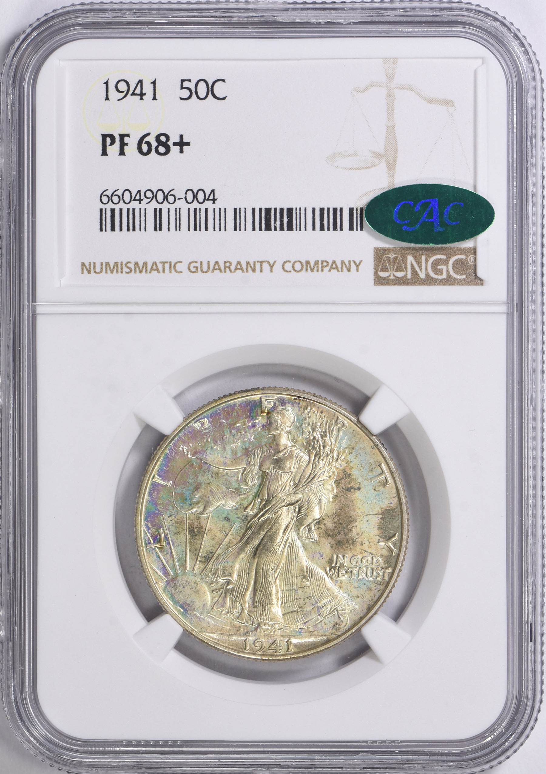 1941 Walking Liberty Half Dollar NGC Proof-68+ (CAC Green) (Item 1214922) | GreatCollections ...