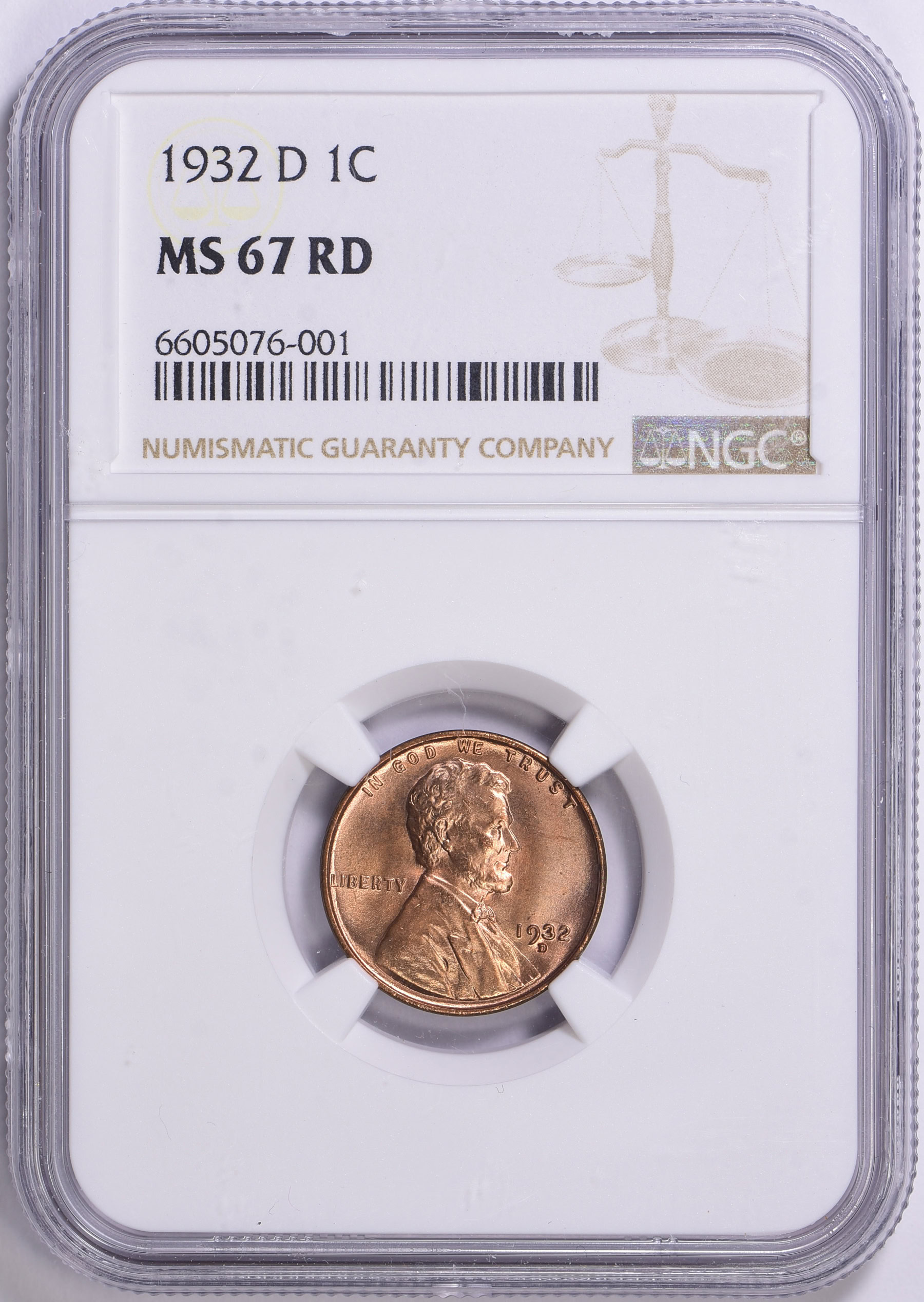 1932-D Lincoln Cent NGC MS-67 RD (Item 1214944) | GreatCollections Coin Auctions