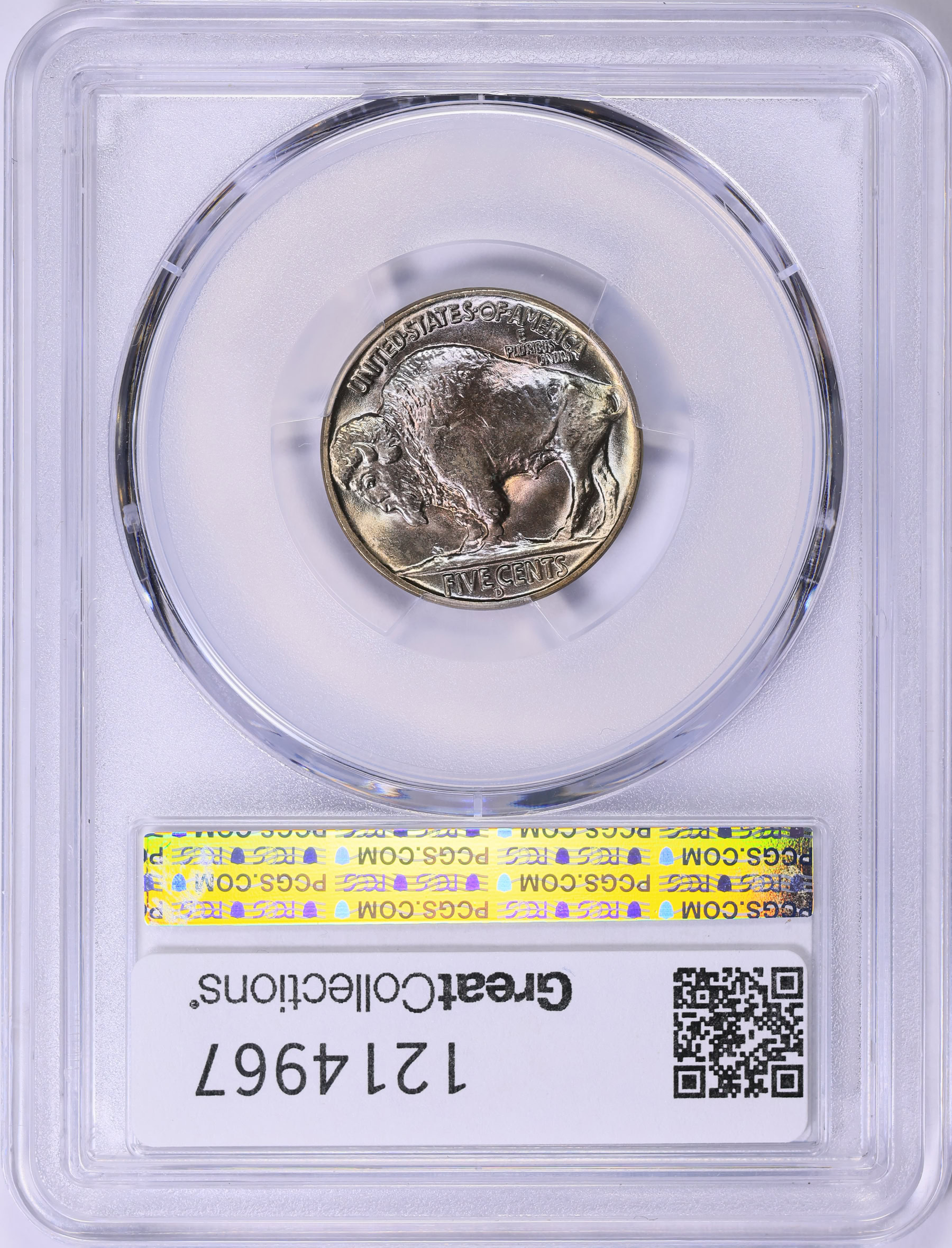 1938-D/S Buffalo Nickel PCGS MS-67+ (CAC Green) (Toned) (Item 1214967) | GreatCollections Coin ...
