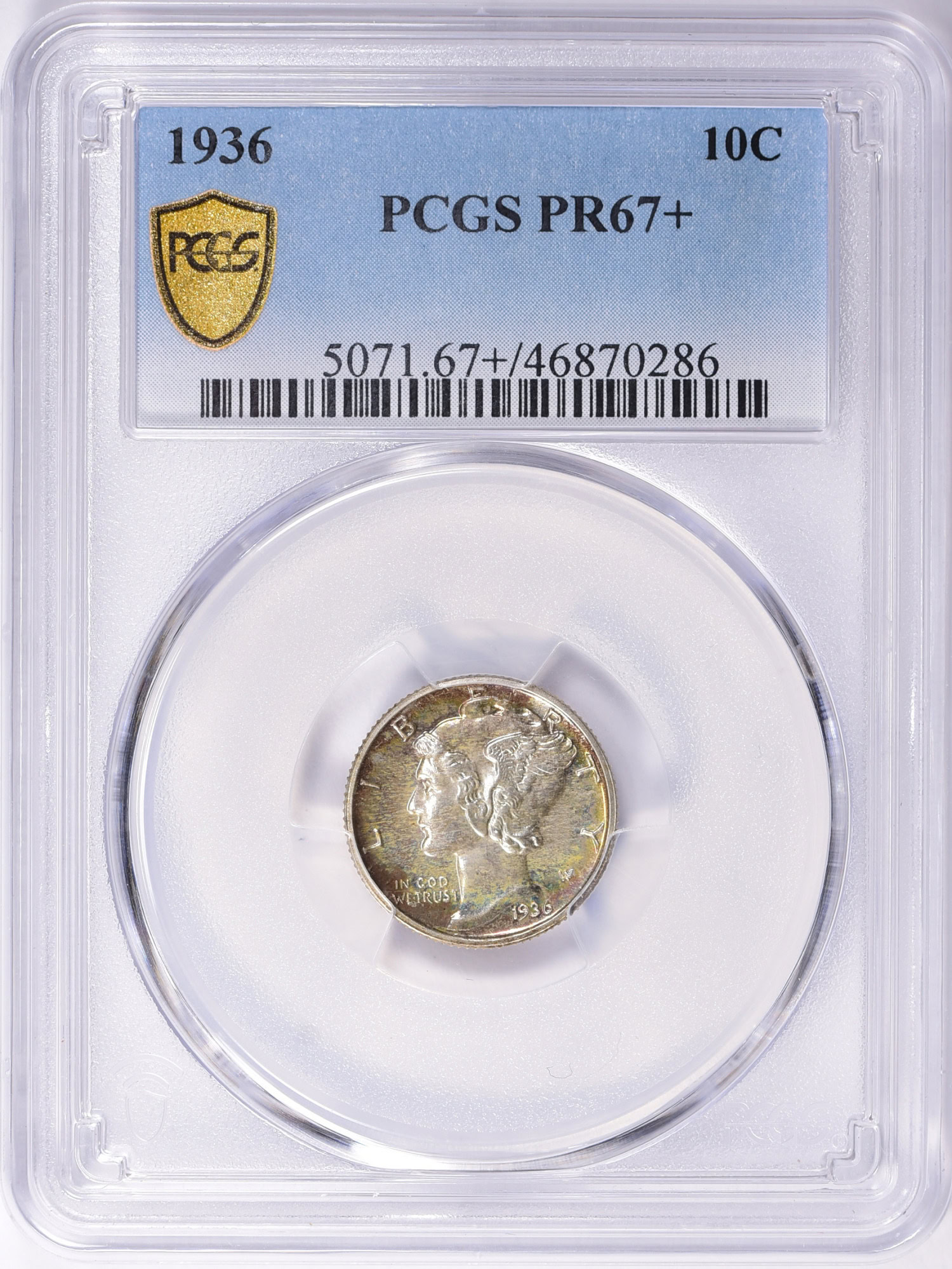 1936 Mercury Dime PCGS Proof-67+ (Toned) (Item 1214988) | GreatCollections Coin Auctions