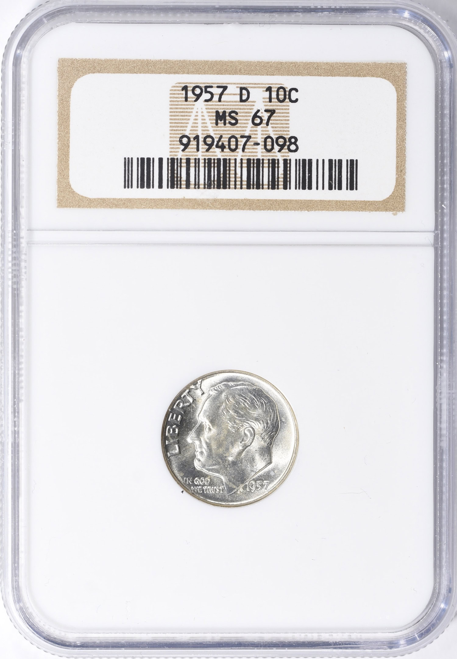 1957-D Roosevelt Dime NGC MS-67 (Item 1215490) | GreatCollections Coin ...