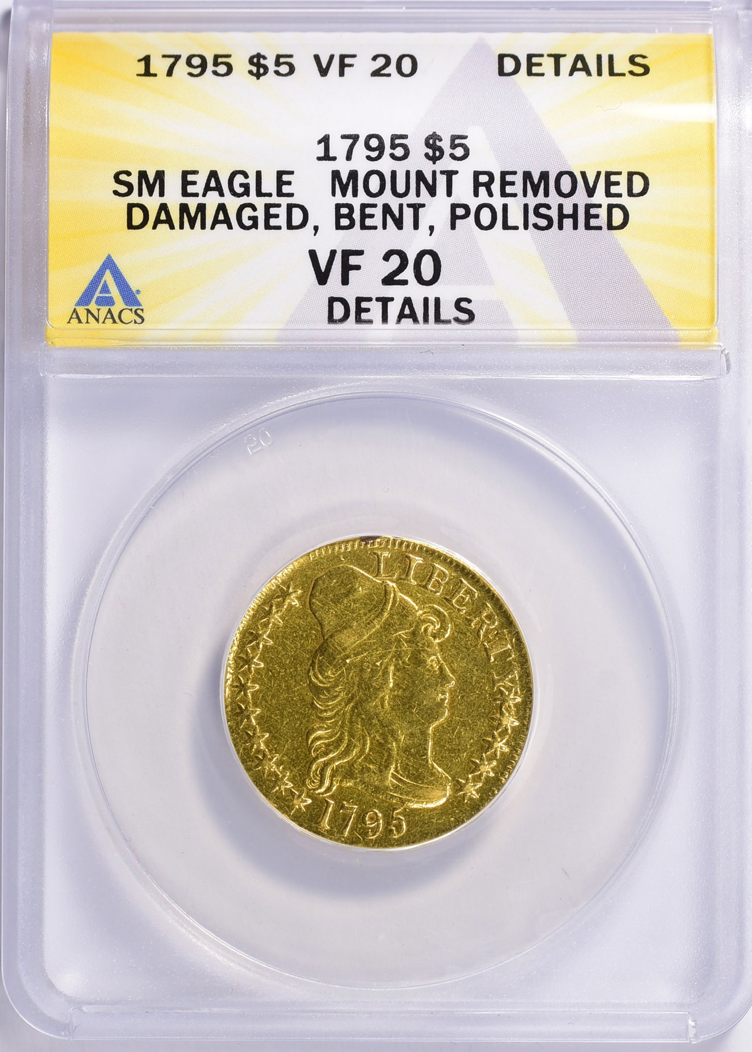 1795 Capped Bust Right Gold Half Eagle Small Eagle ANACS VF-20 Details ...