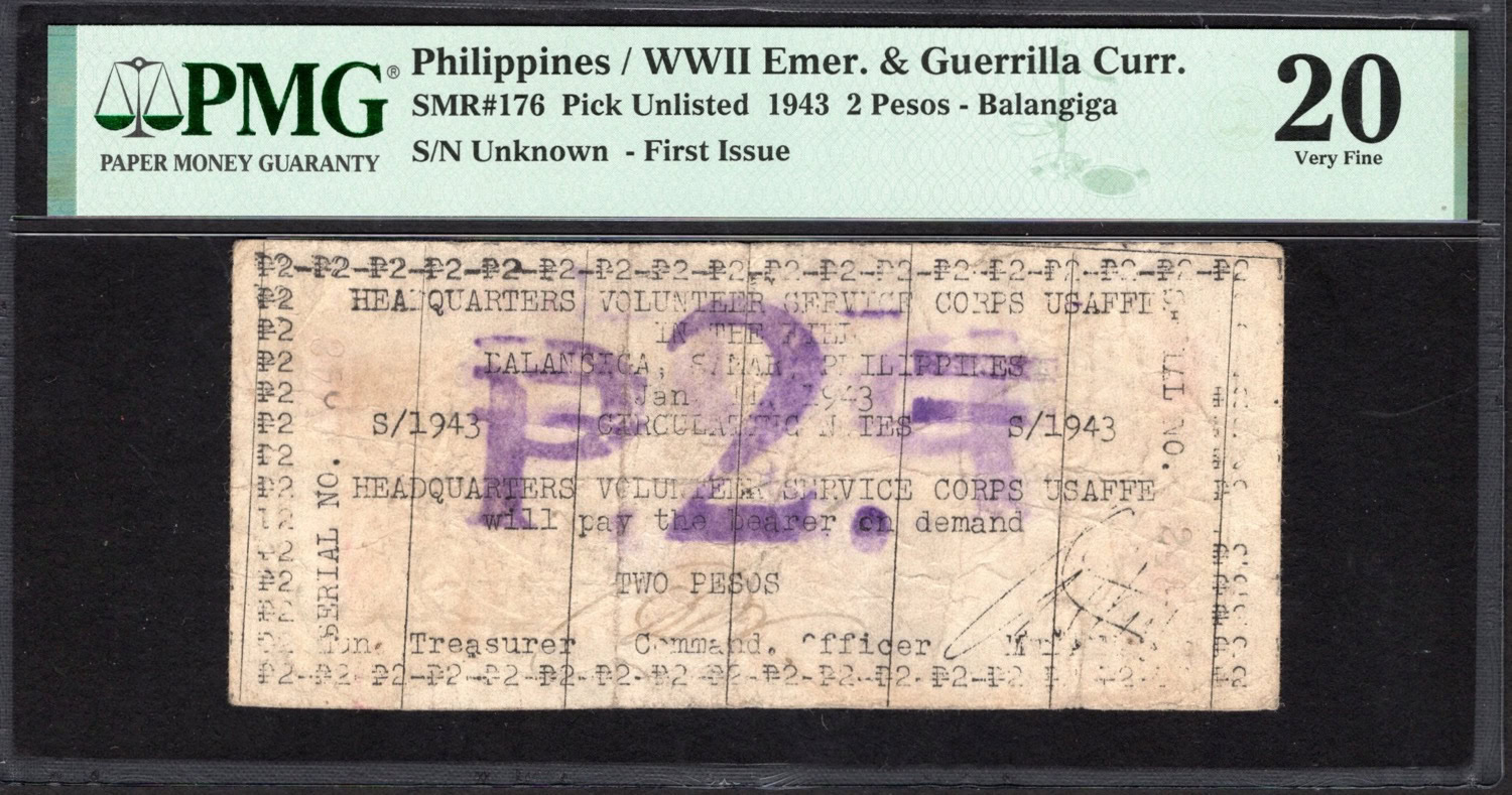 Philippines - Balangiga 1943 2 Pesos WWII Emergency & Guerrilla ...