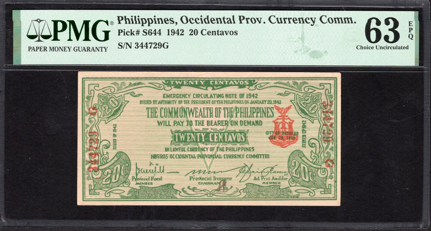 Philippines - Negros Occidental 1942 20 Centavos Provincial Currency ...