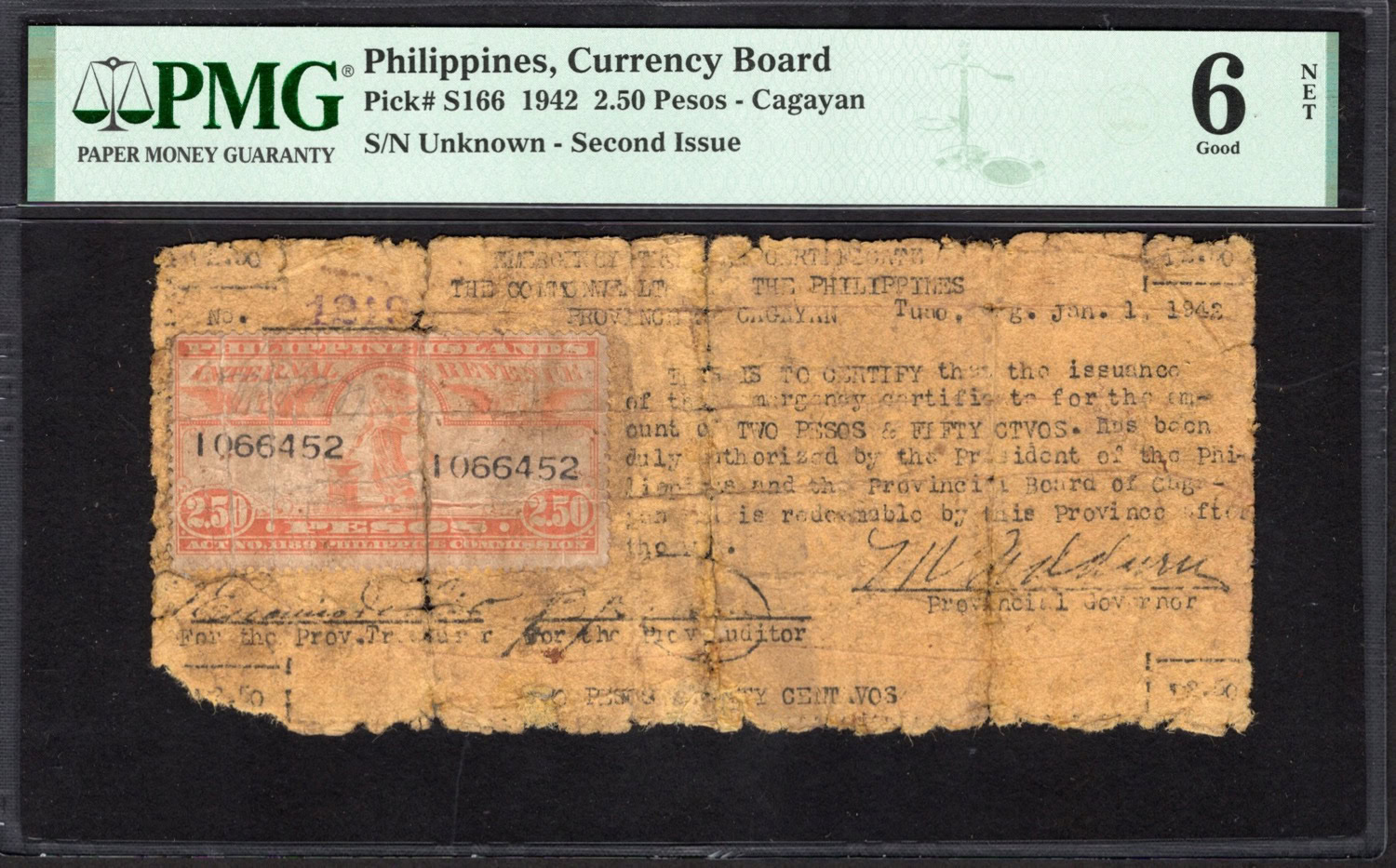 Philippines - Cagayan 1942 2 1/2 Pesos Currency Board Note SCWPM-S166 ...