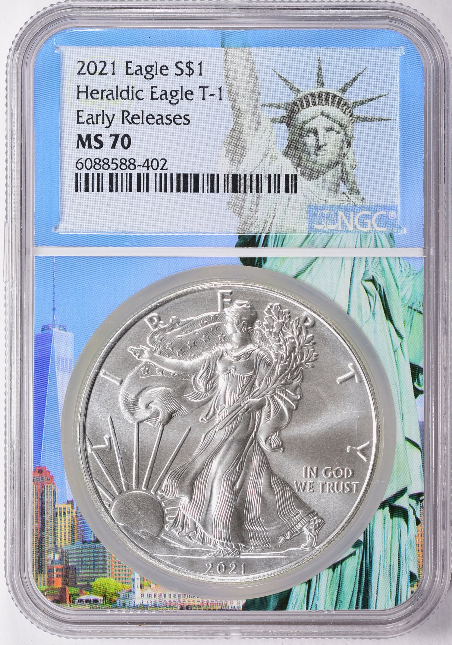 2021 $1 Silver Eagle Type 1 Early Releases NGC MS-70 (Statue of Liberty Frame Holder) (Item ...