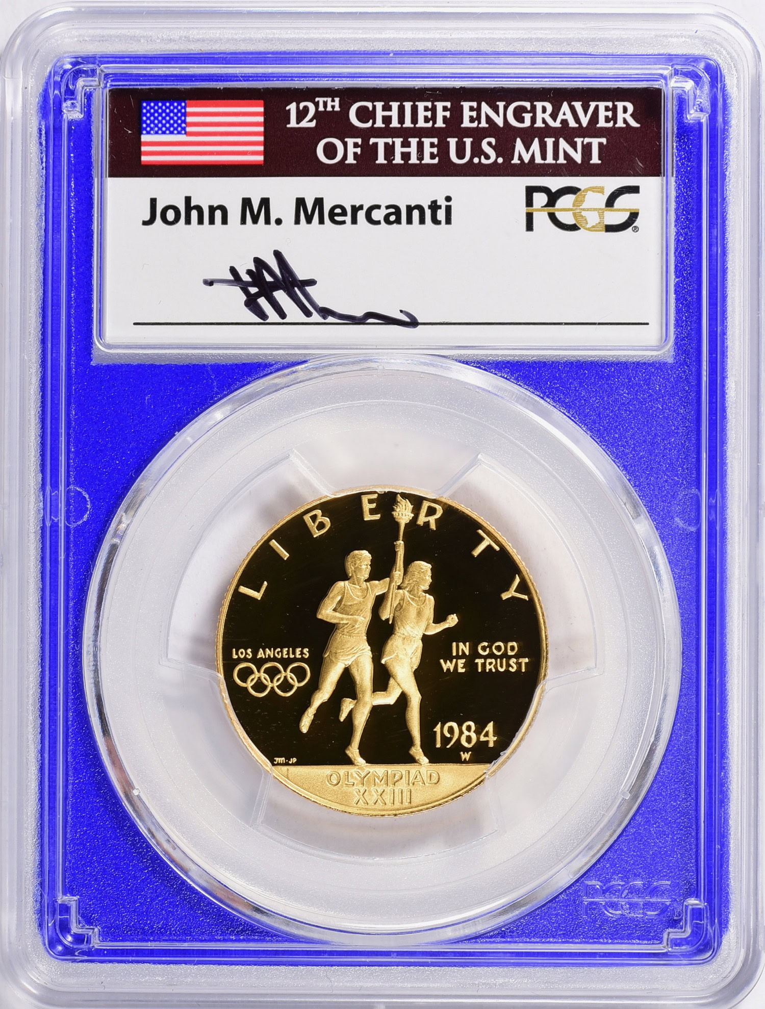 1984-W Los Angeles XXIII Olympiad Torch Bearer Gold $10 Mint Engraver ...